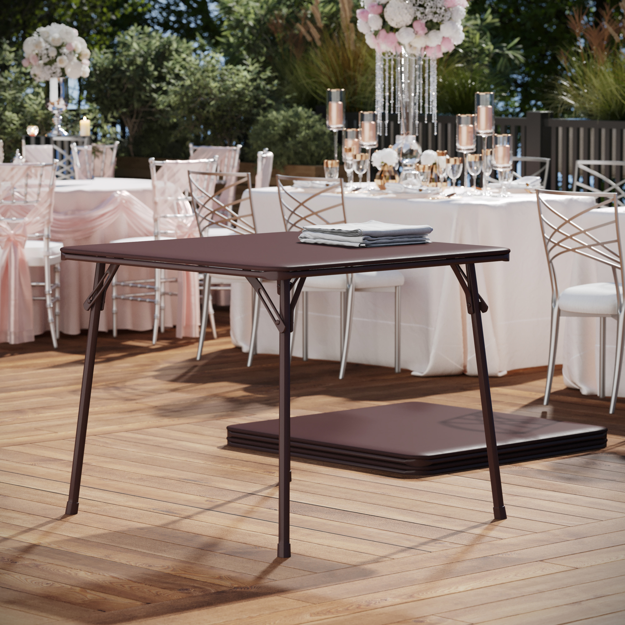 Flash Furniture, Brown Folding Card Table - Portable Game Table, Height ...