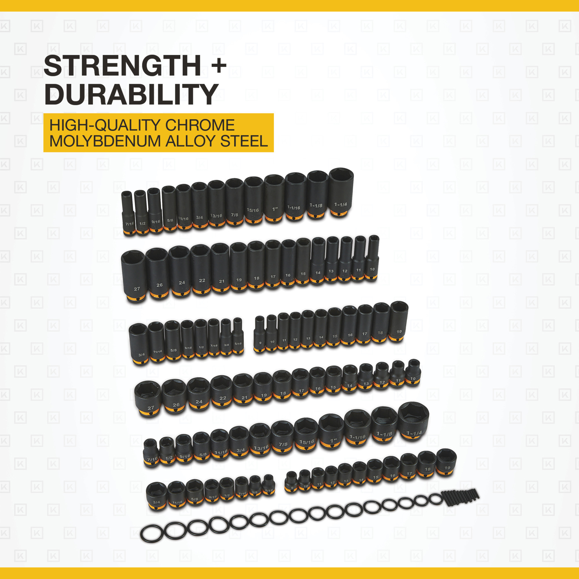 Klutch 3/8in.- and 1/2in.-Drive Impact Socket Sets, Chrome Molybdenum ...