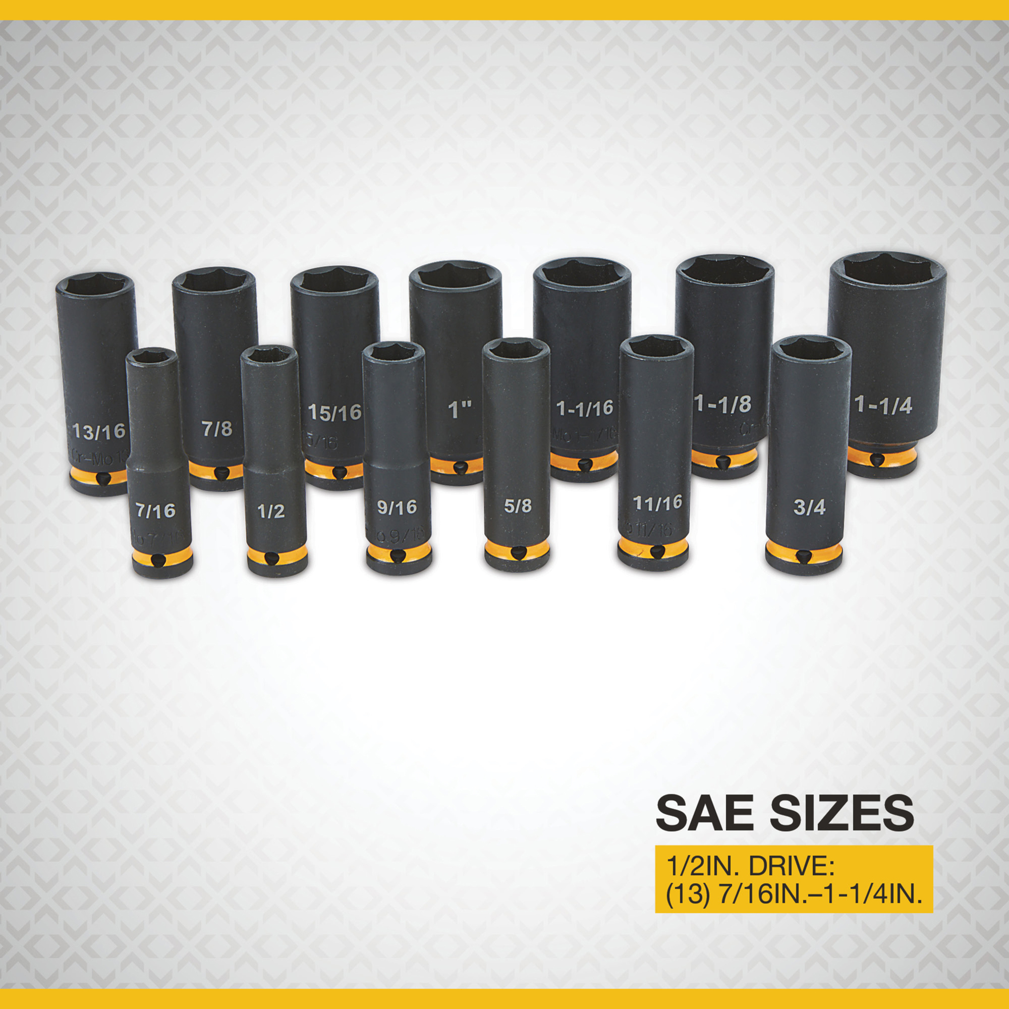 Klutch 1/2in. Drive Deep Impact Socket Set, SAE, Chrome Molybdenum, 13 Pcs. | Northern Tool