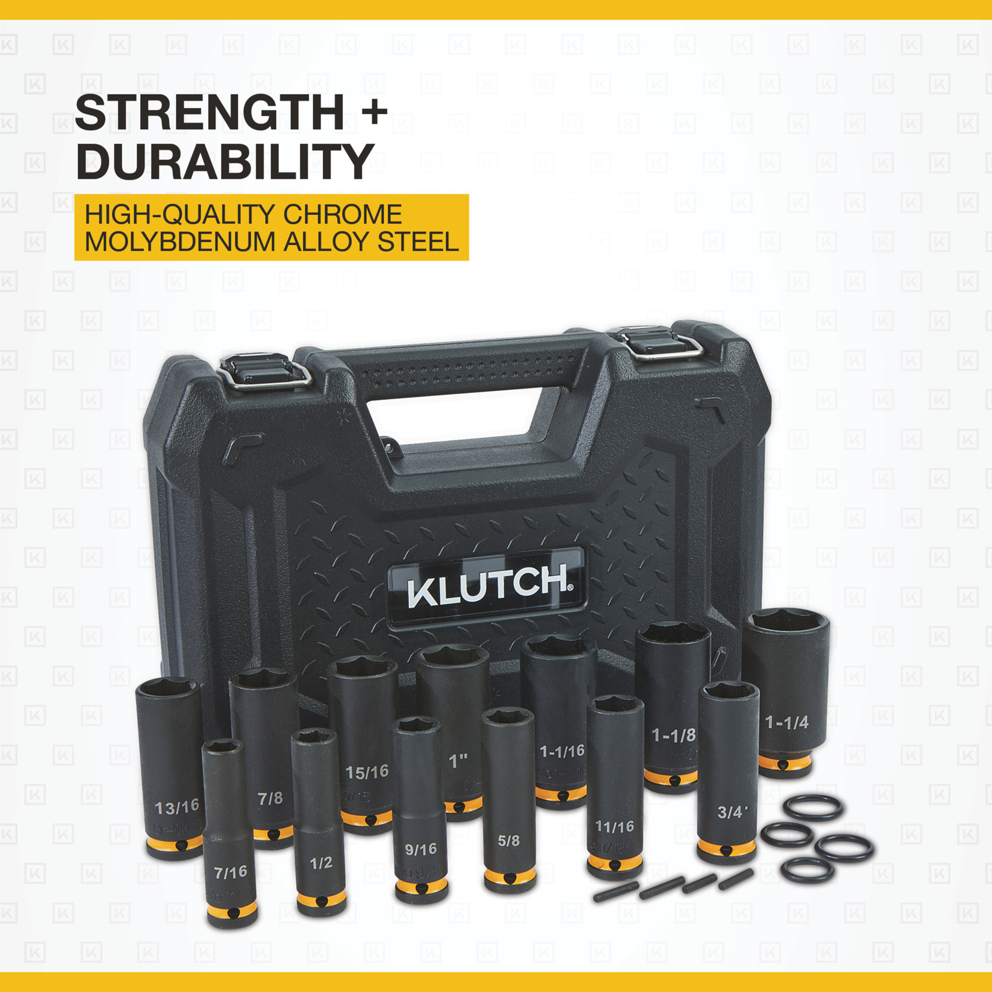 Klutch 1/2in. Drive Deep Impact Socket Set, SAE, Chrome Molybdenum, 13 Pcs. | Northern Tool