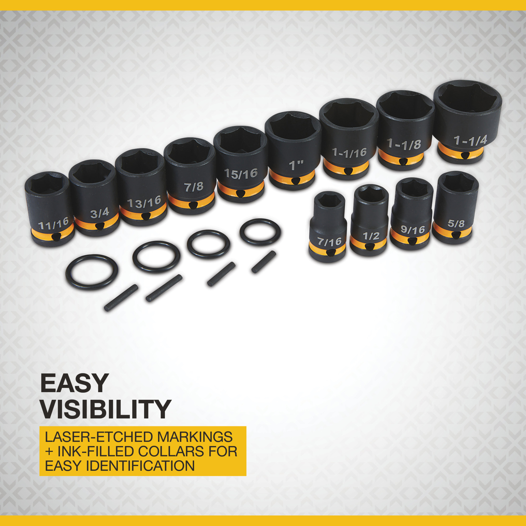 Klutch 1/2in. drive Impact Socket Set, SAE, Chrome Molybdenum, 13 Pcs. | Northern Tool