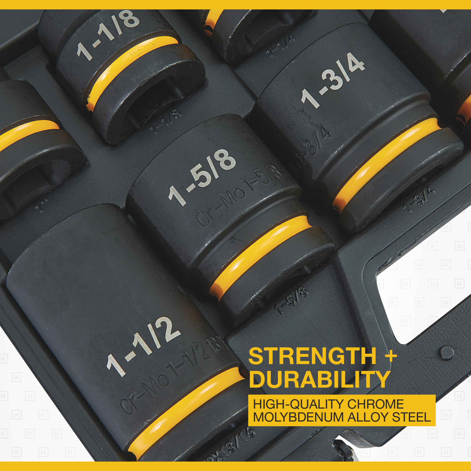 Klutch 1in. drive Impact Socket Set, Budd Wheel, SAE, Chrome Molybdenum ...