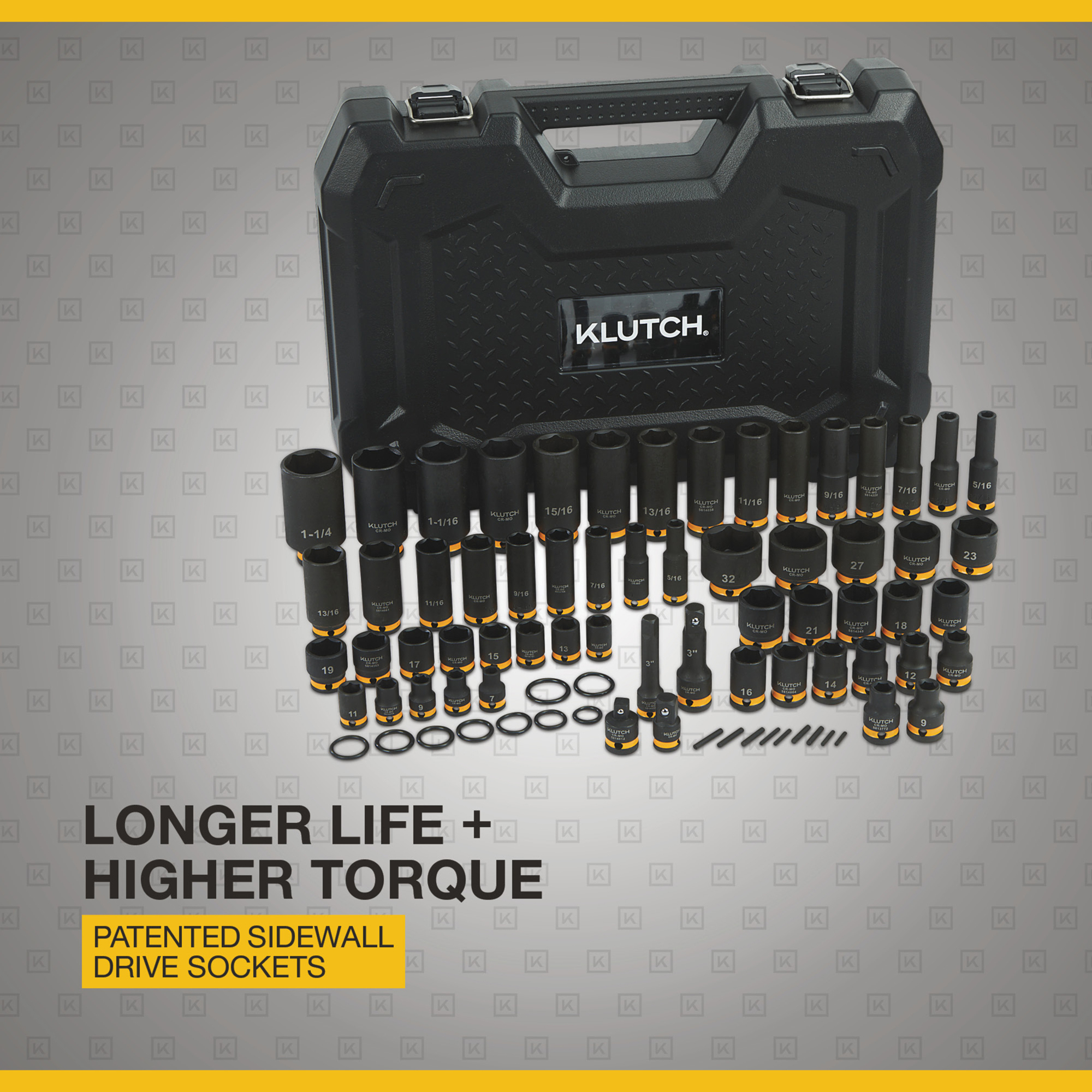 Klutch 3/8in.- and 1/2in.-Drive Chrome Molybdenum Impact Socket Set ...