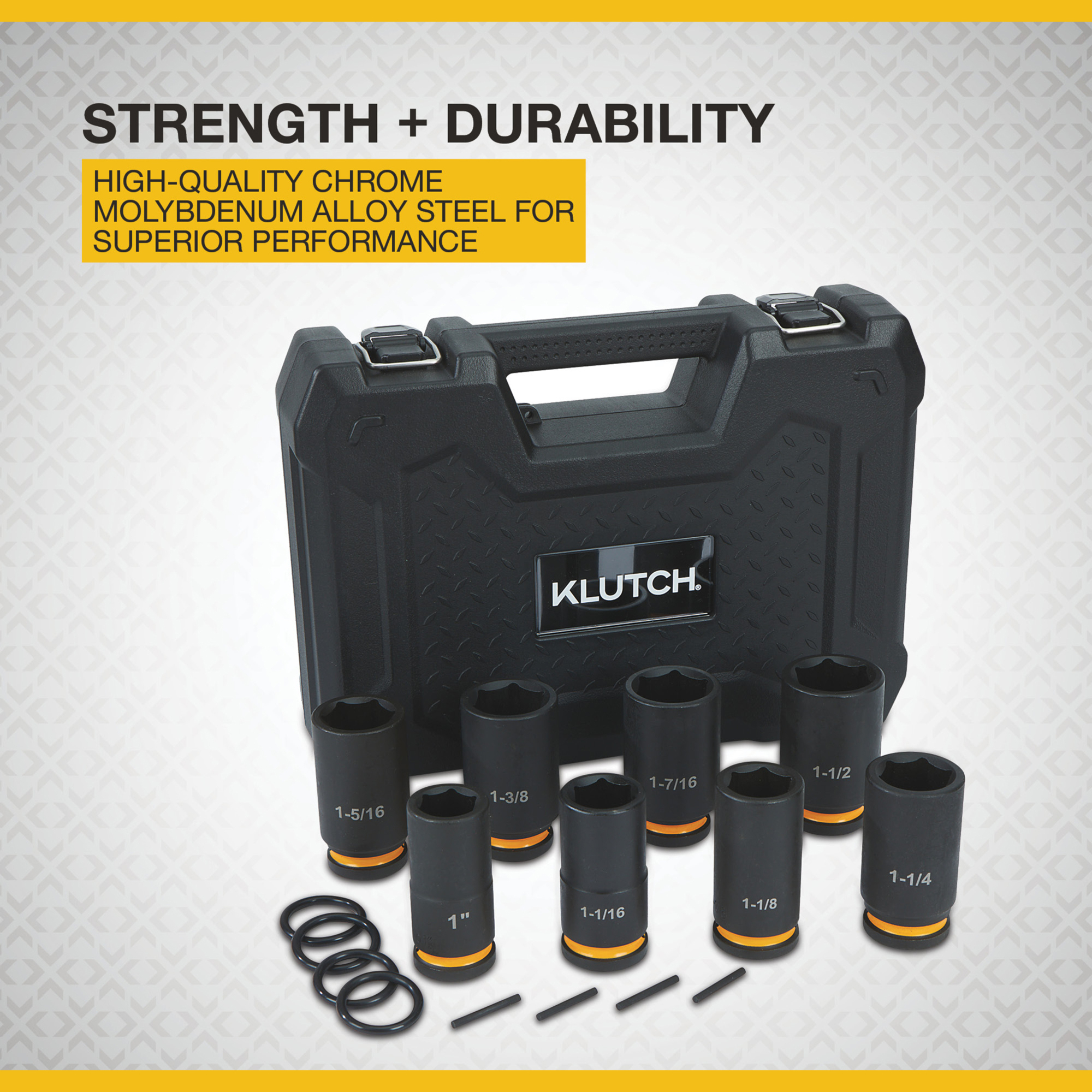 Klutch 3/4in.-Drive Deep Impact Socket Set, 8 Pcs., SAE, Chrome ...