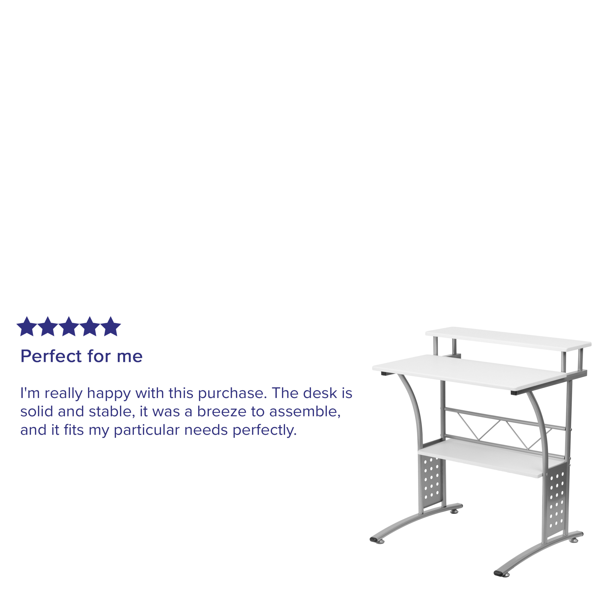 Flash Furniture, White Computer Desk with Perforated Side Paneling ...