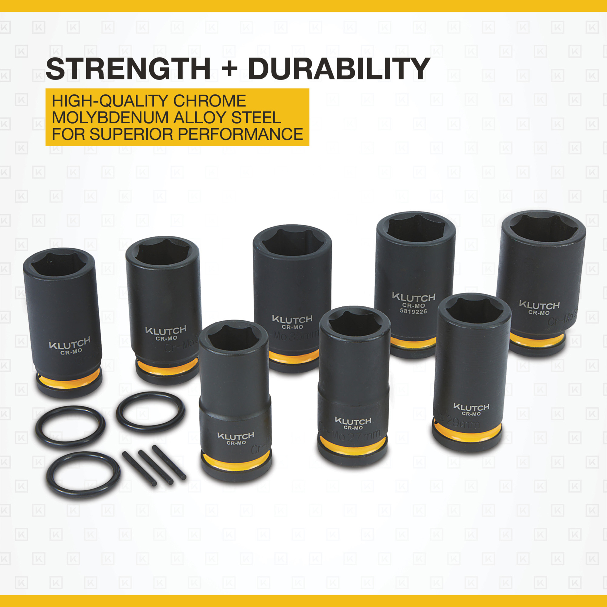 Klutch 3/4in.-Drive Deep Impact Socket Set, Metric, Chrome Molybdenum ...