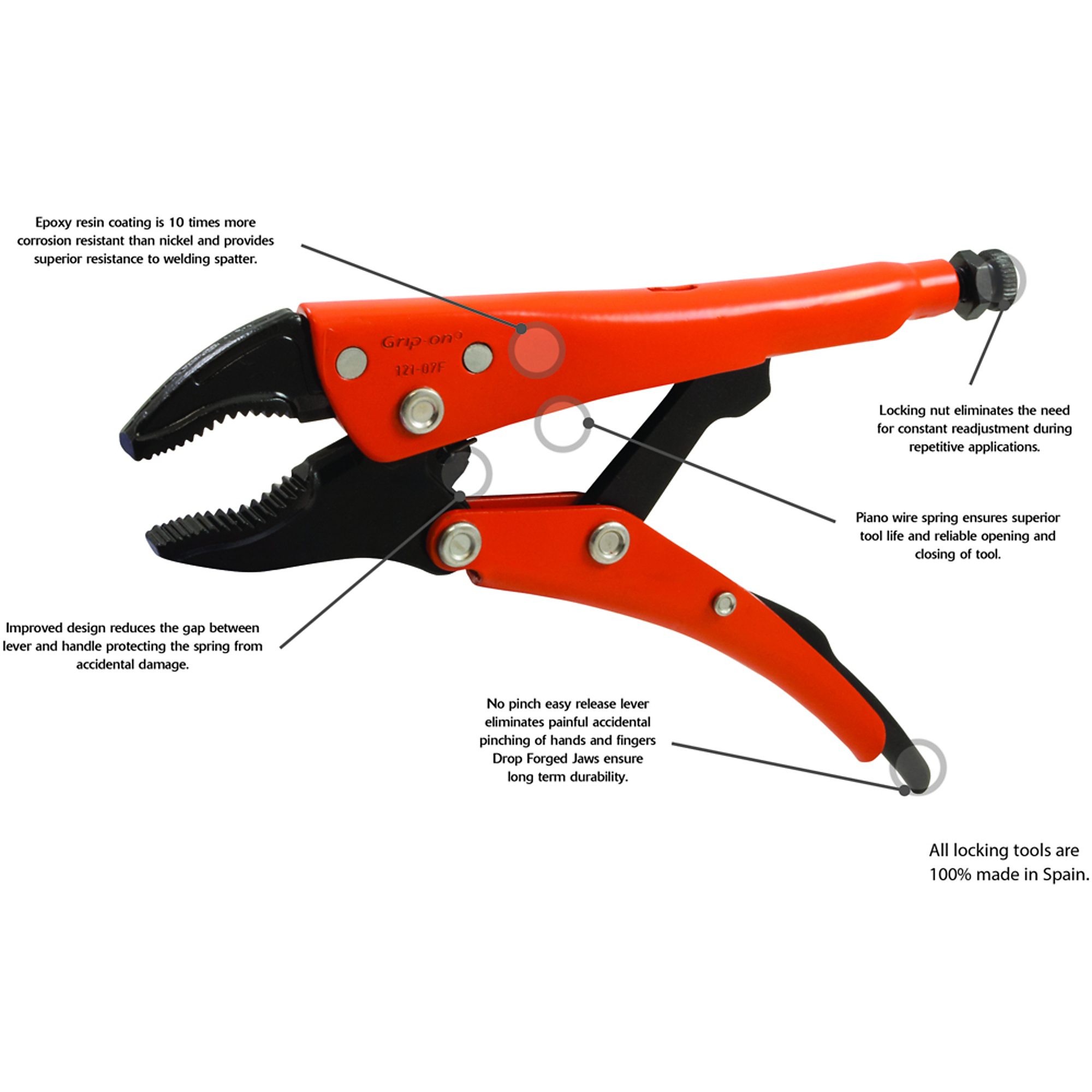 Grip-on, 7in. Locking Pliers Straight Jaws, Pieces (qty.) 1 Material ...