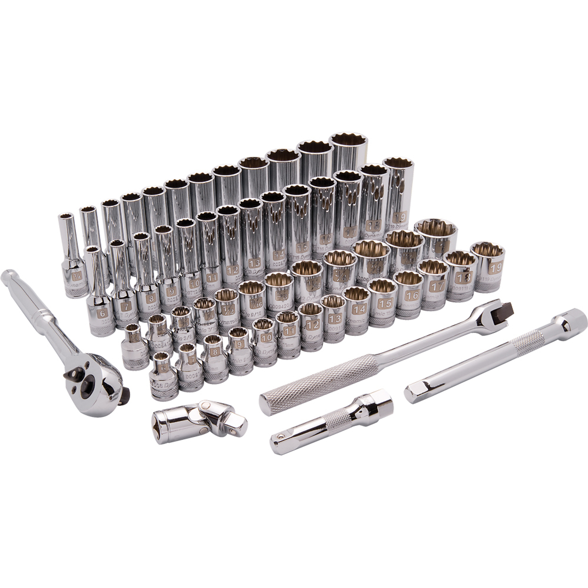 Dynamic Tools, 3/8in. 12 Point Standard/Deep SAE/Metric Socket Set ...