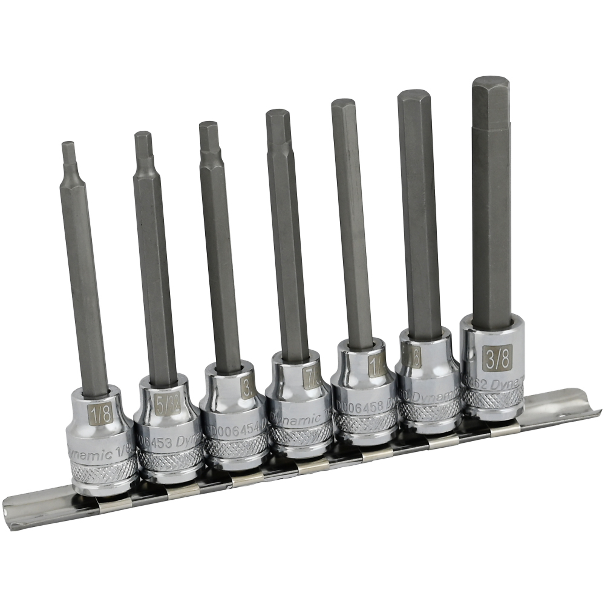 Dynamic Tools, 3/8in. Drive 7 Piece SAE, Long Hex Socket Set, Measurement Standard Standard (SAE ...