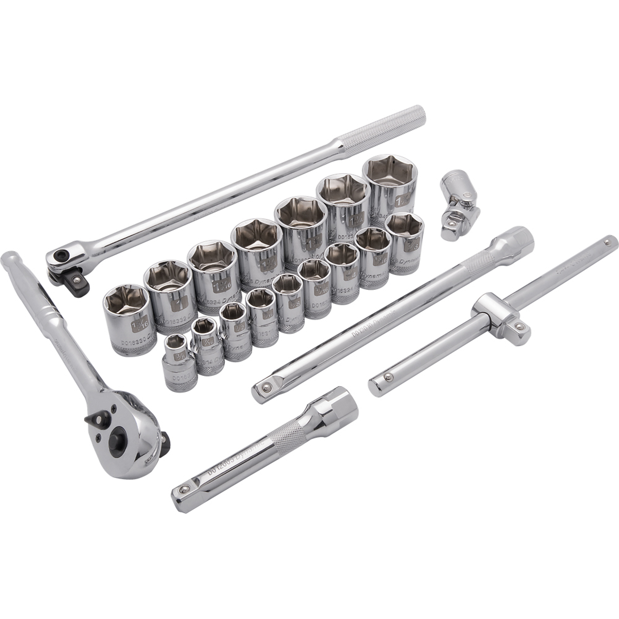 Dynamic Tools, 1/2in. 6 Point Standard SAE Socket Set, Measurement ...