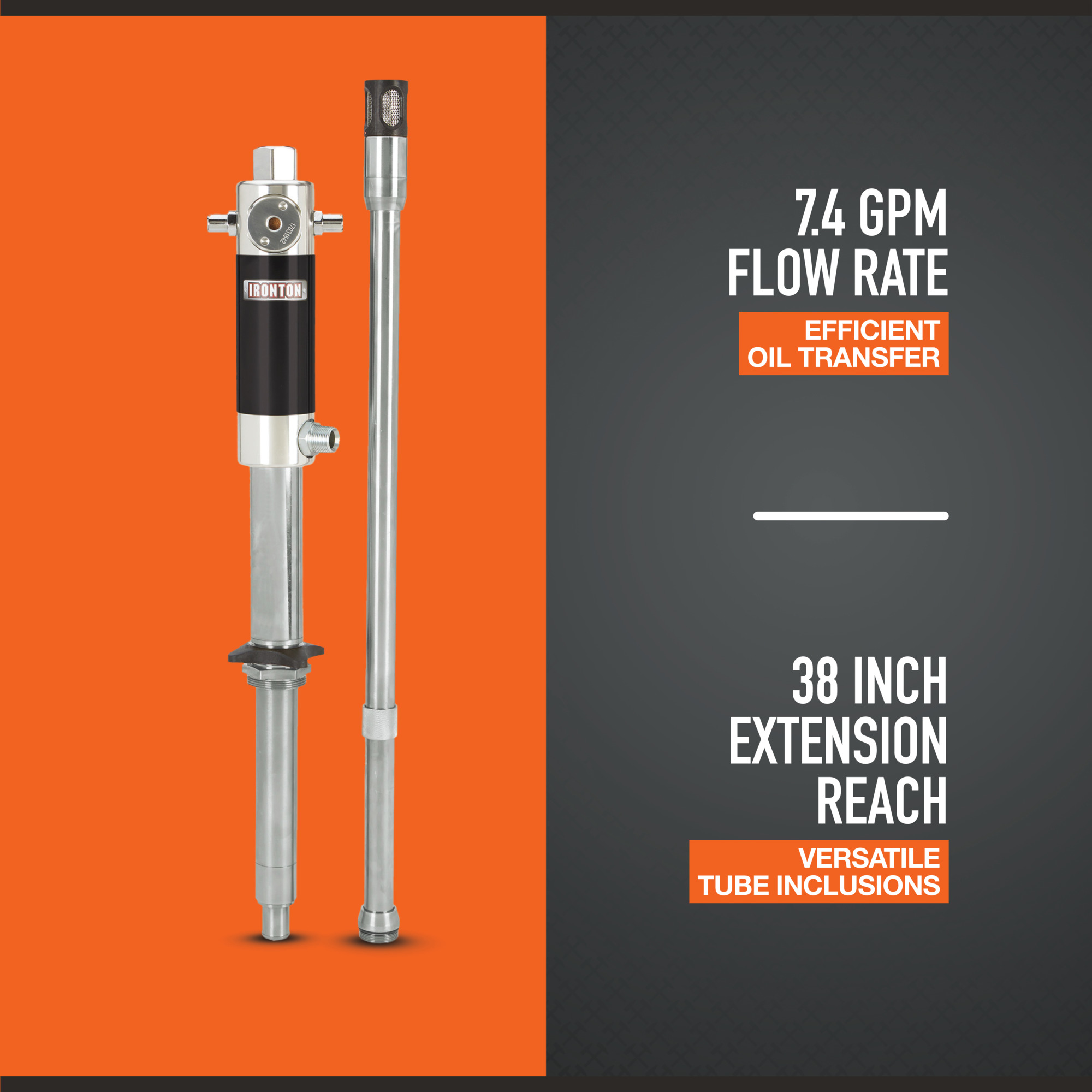 Ironton Air-Operated Oil Pump With Extension Kit, 7.4 GPM, 3:1 Oil Pump ...