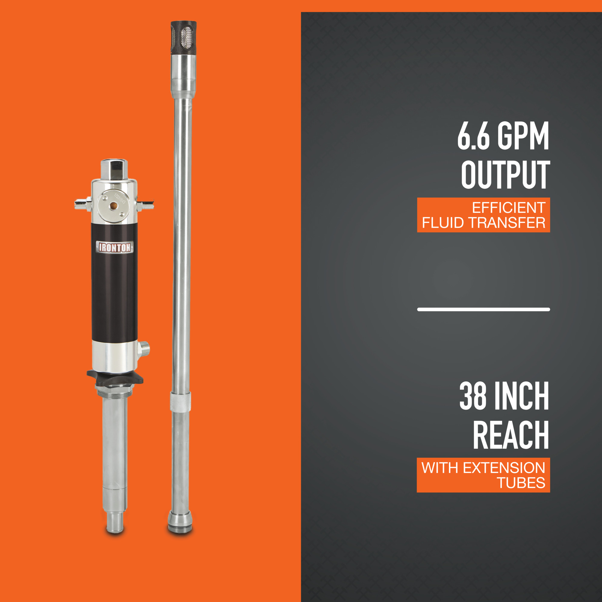 Ironton Air-Operated Oil Pump With Extension Kit, 6.6 GPM, 5:1 Oil Pump ...