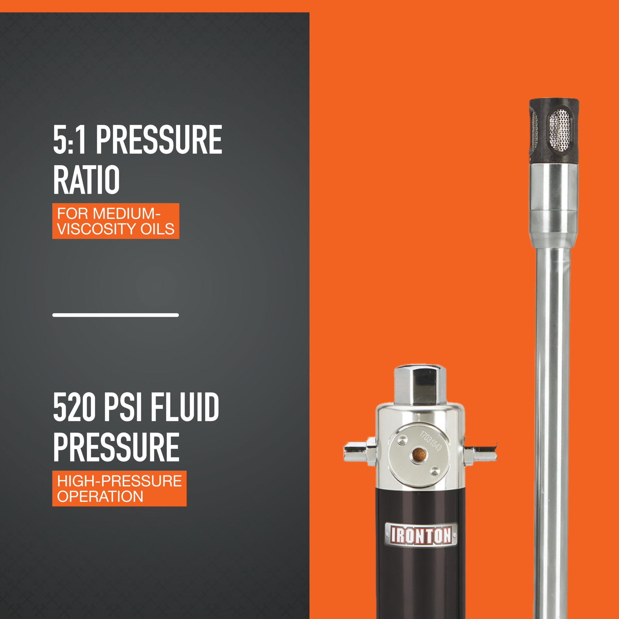 Ironton Air-Operated Oil Pump With Extension Kit, 6.6 GPM, 5:1 Oil Pump ...