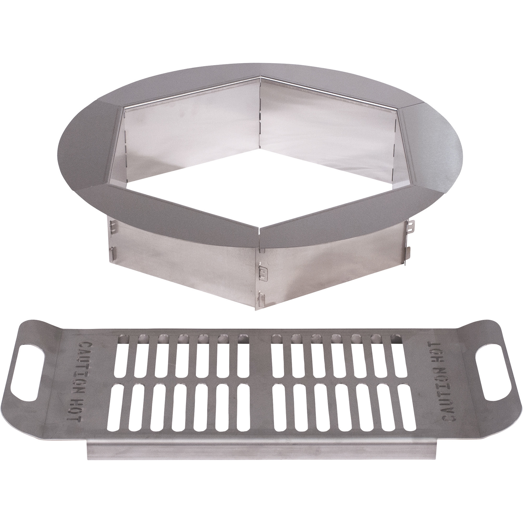 Pilot Rock Stainless Steel Hexagonal Fire Pit Ring with Cooking Grate ...