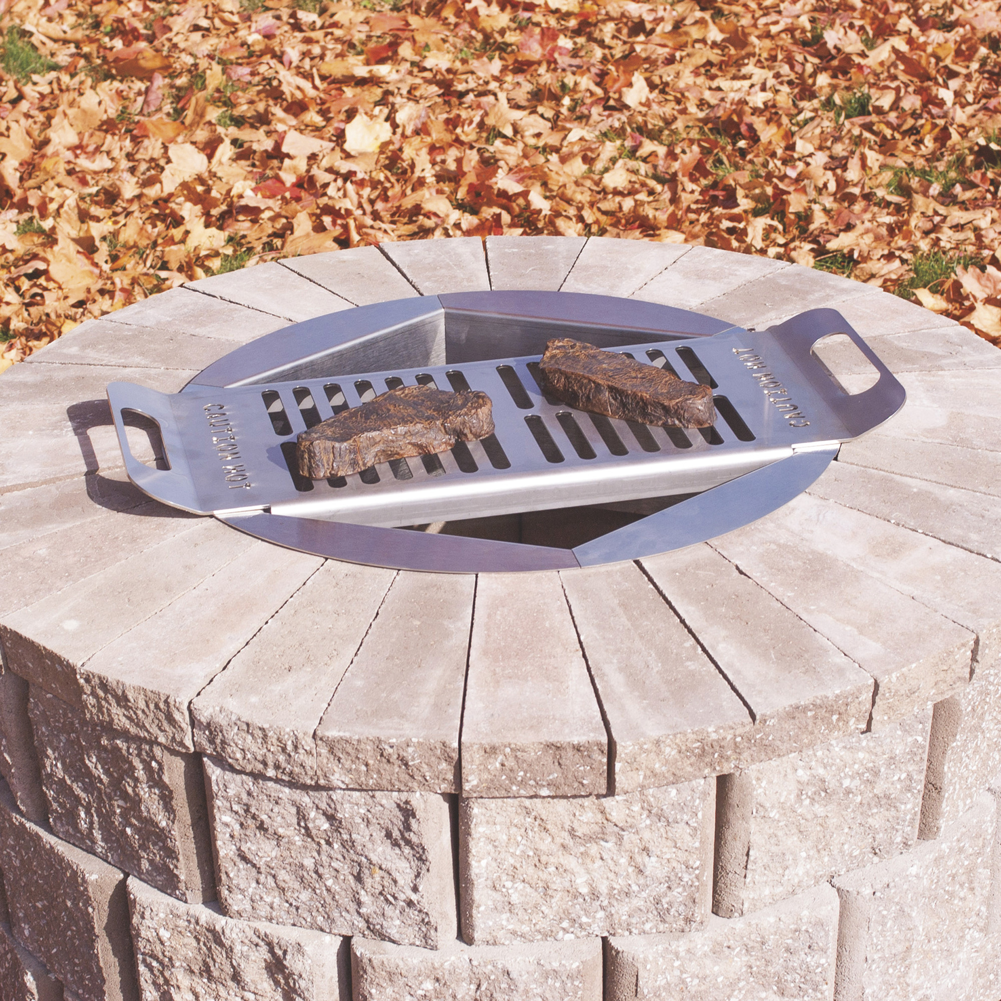 Pilot Rock Stainless Steel Hexagonal Fire Pit Ring with Cooking Grate ...