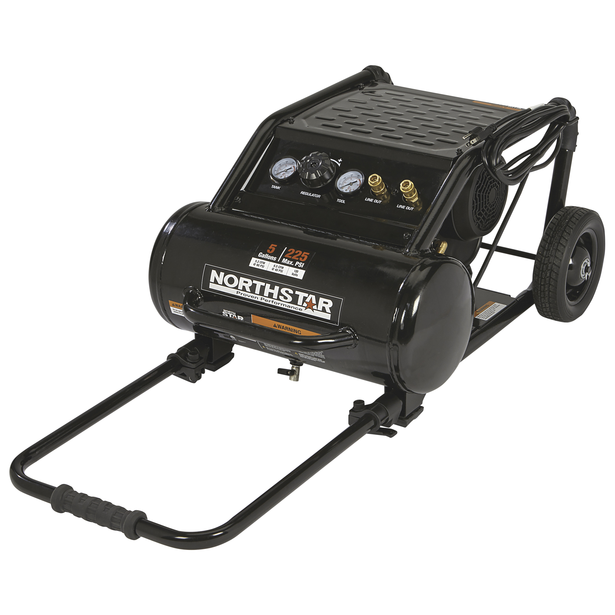 NorthStar 5-Gallon Electric Air Compressor Cart, 2 HP Universal Motor ...