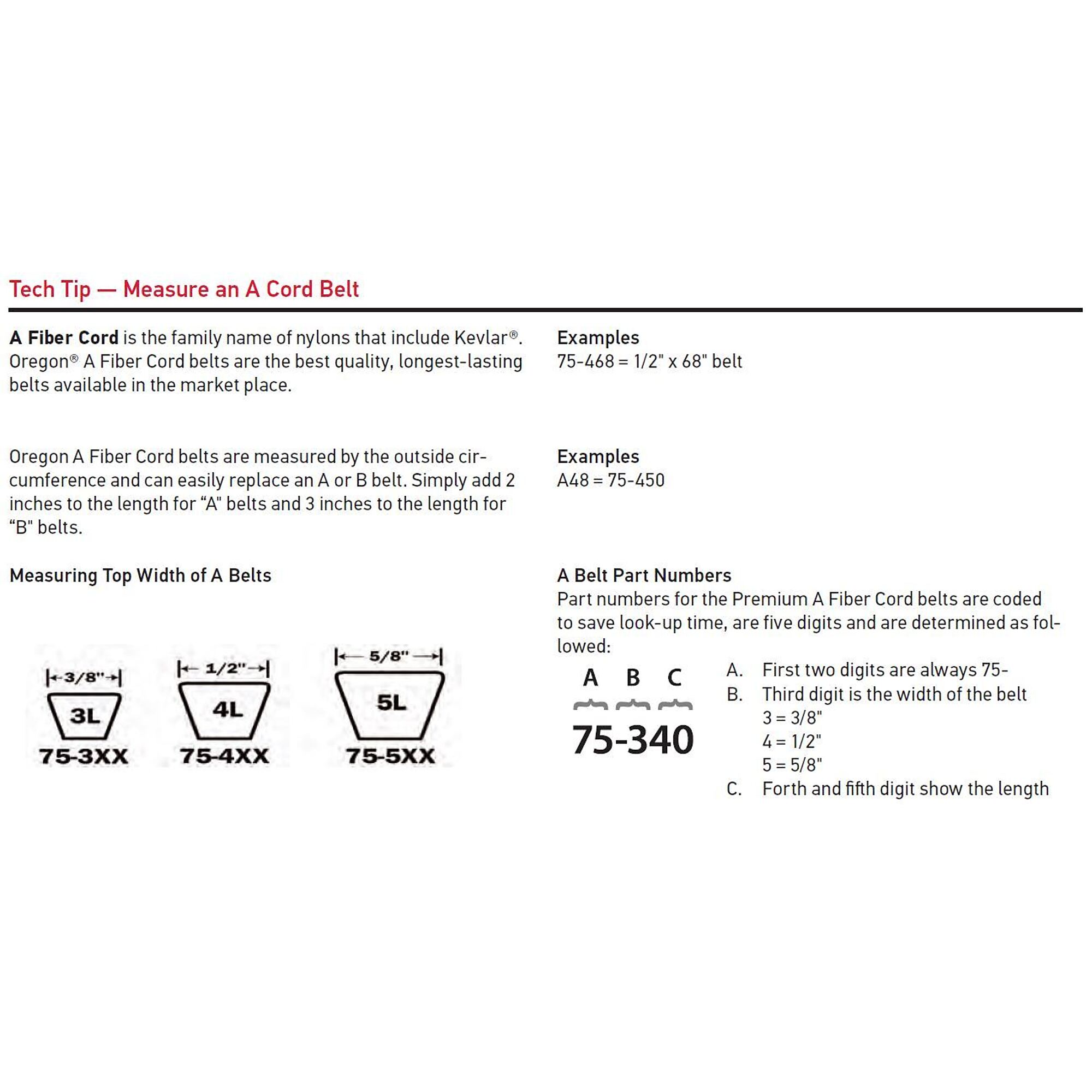 Oregon, Belt, Premium Replacement, Aramid Wrapped, Length 53 in, Width ...