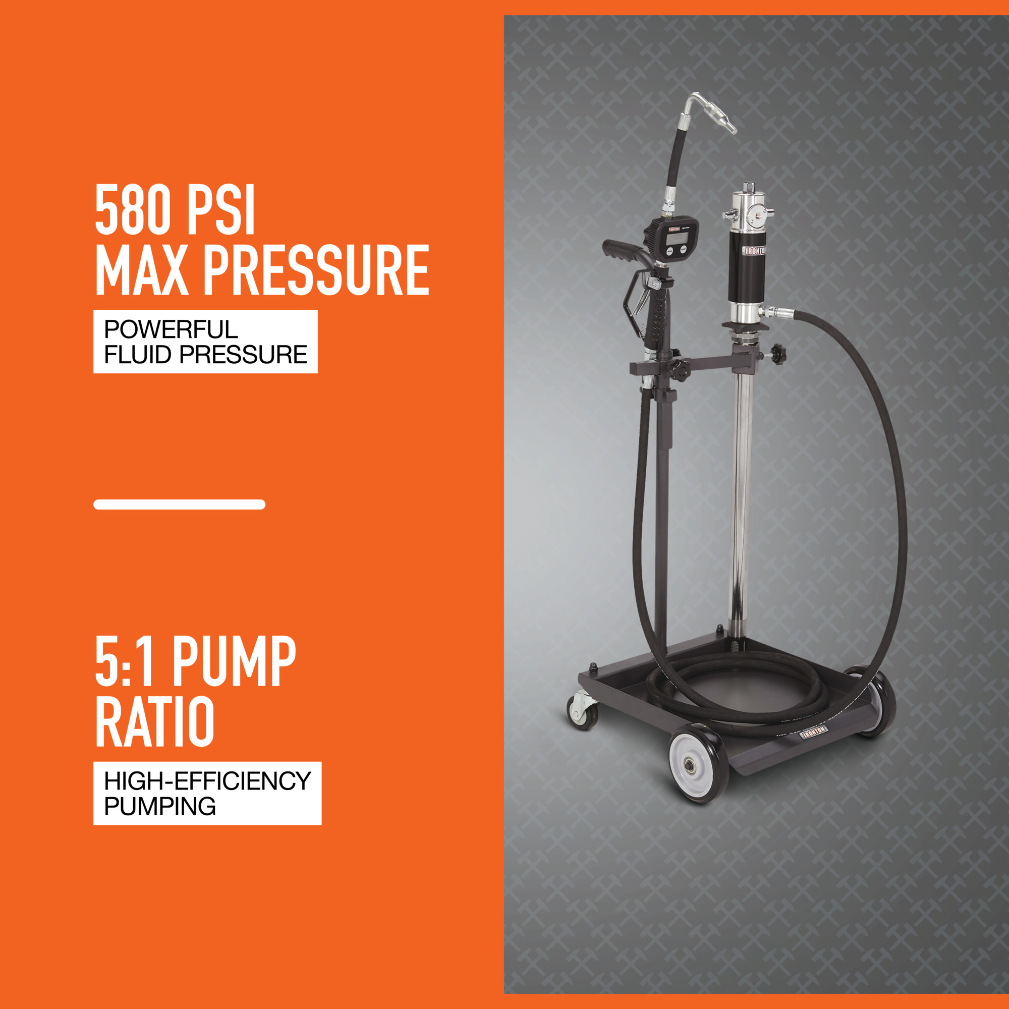 Ironton Air-Operated 5:1 Oil Pump Kit with Cart, 3.7 GPM, 13–16-Gal ...