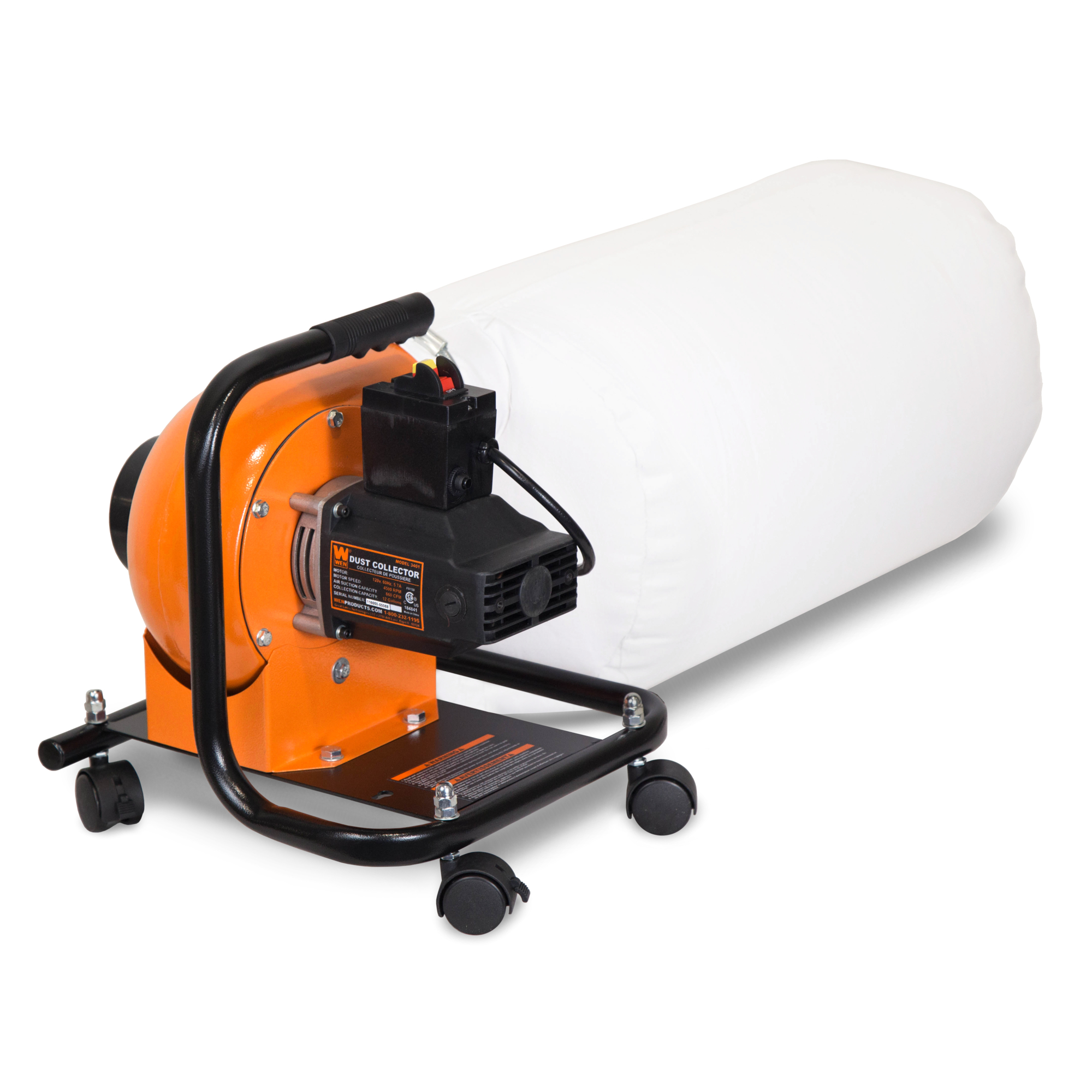 WEN, 5.7-Amp 660 CFM Rolling Dust Collector (12-Gal), Air Flow 660 cfm ...