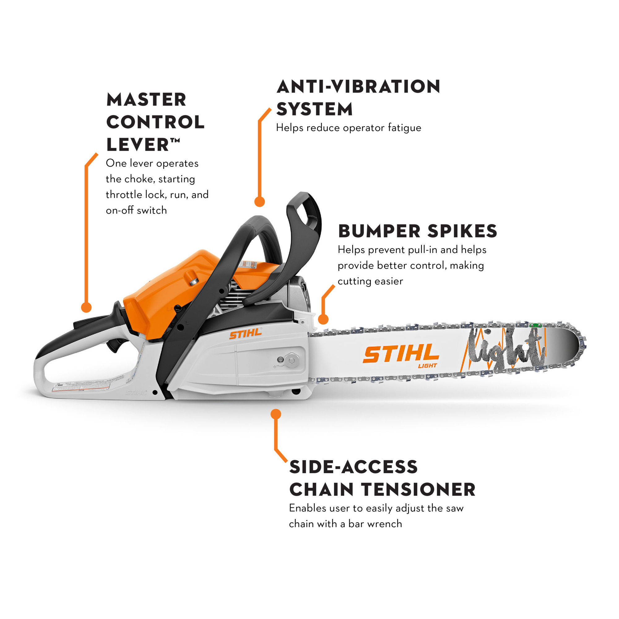 Stihl, Gasoline Powered Chain Saw, Bar Length 16 in, Engine ...