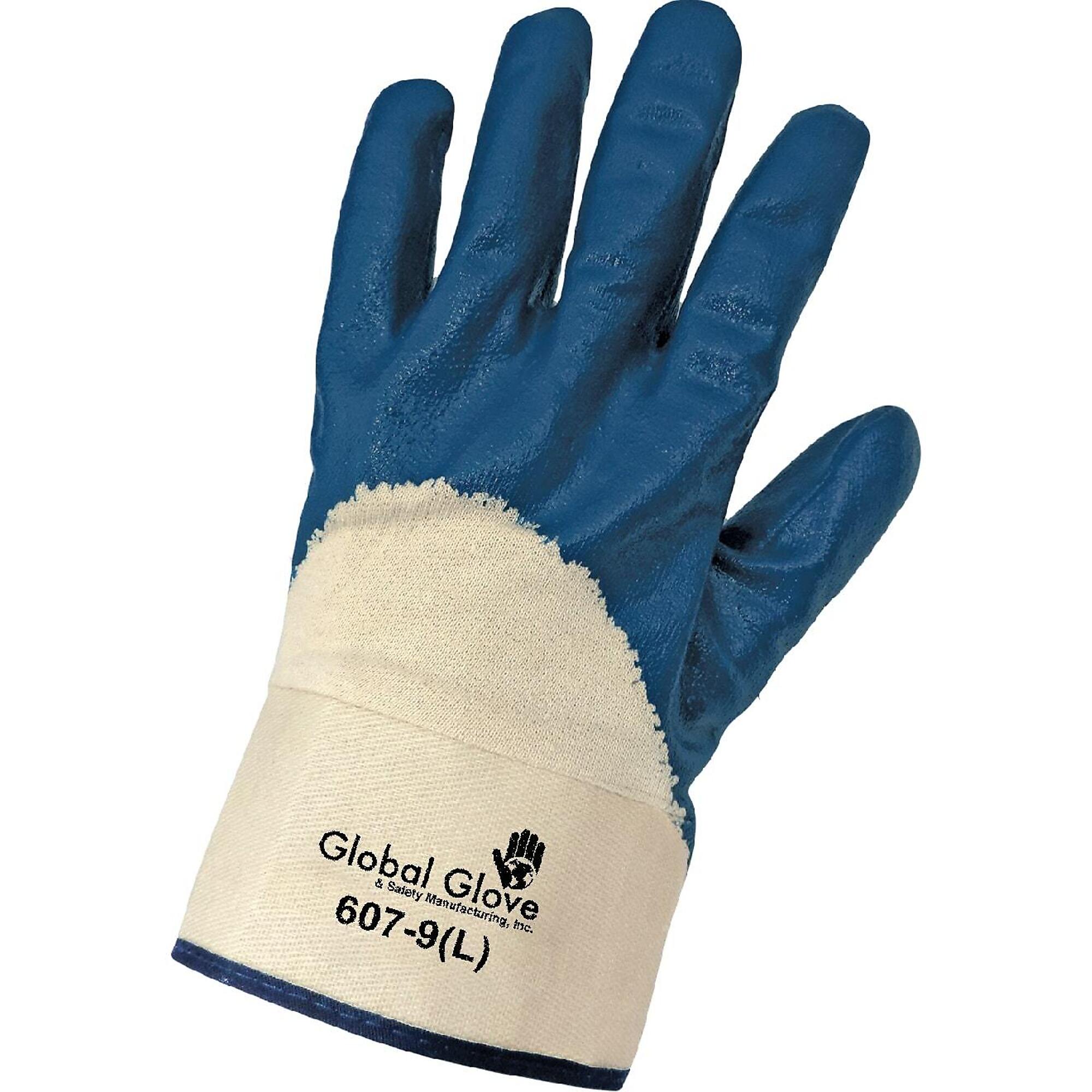 Global Glove, Tan, Blue 3/4 Nitrile Coat, Cut Resist A2 Gloves - 12 ...