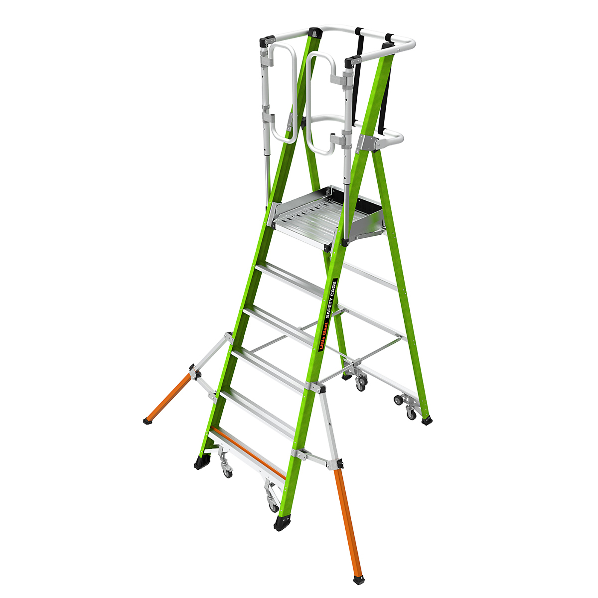 Little Giant Safety Cage Platform Ladder - 6ft., Fiberglass, 375-Lb ...