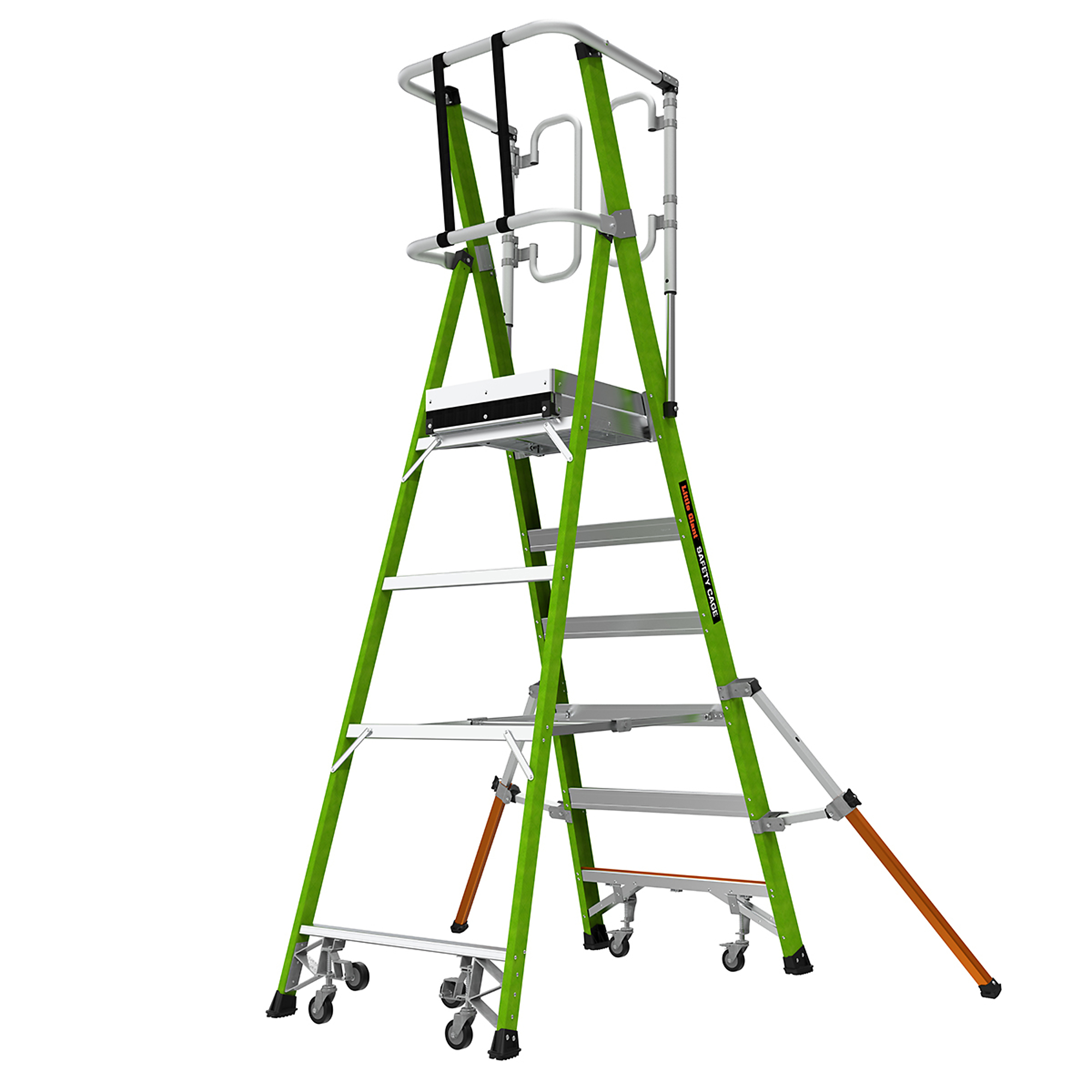 Little Giant Safety Cage Platform Ladder - 6ft., Fiberglass, 375-Lb ...
