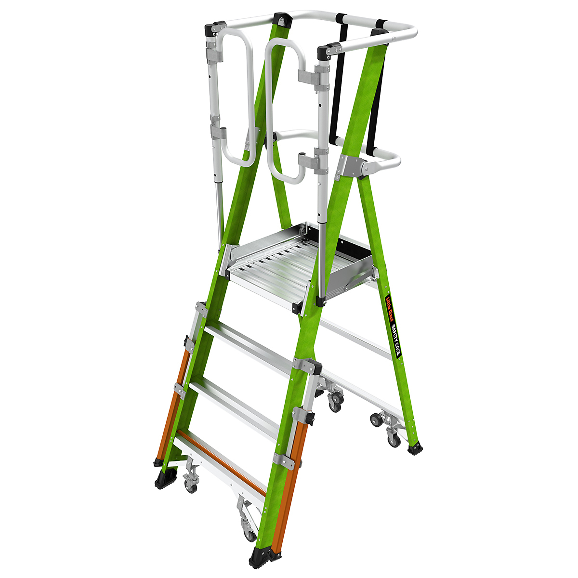 Little Giant Safety Cage Platform Ladder - 4ft., Fiberglass, 375-Lb ...