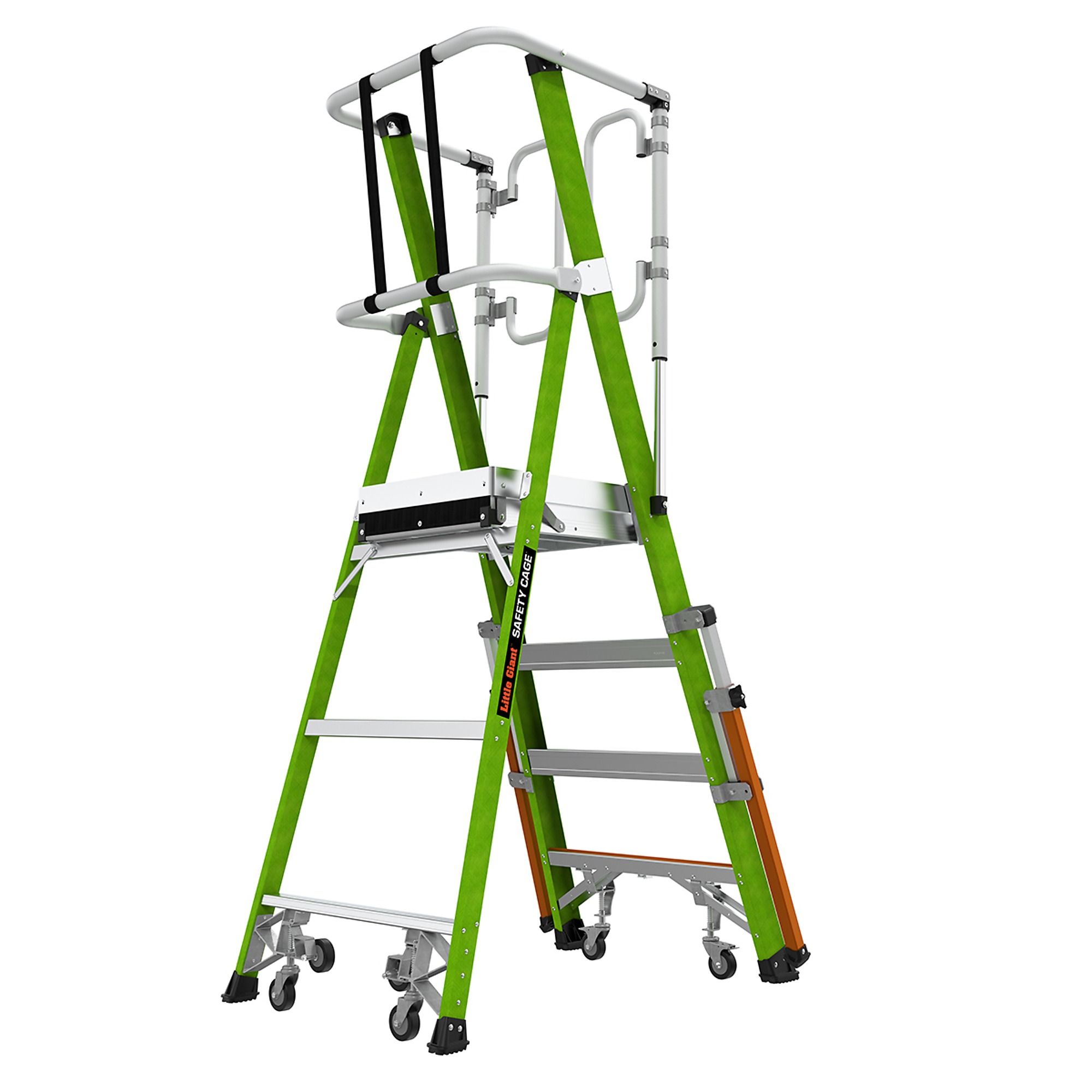 Little Giant Safety Cage Platform Ladder - 4ft., Fiberglass, 375-Lb ...