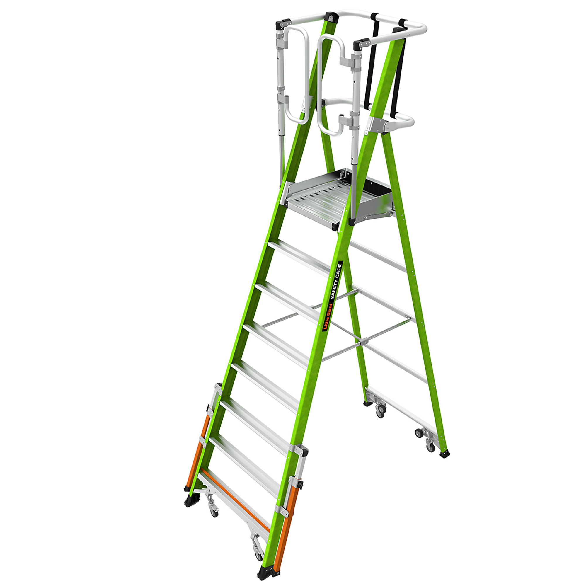Little Giant Safety Cage Platform Ladder - 8ft., Fiberglass, 375-Lb ...