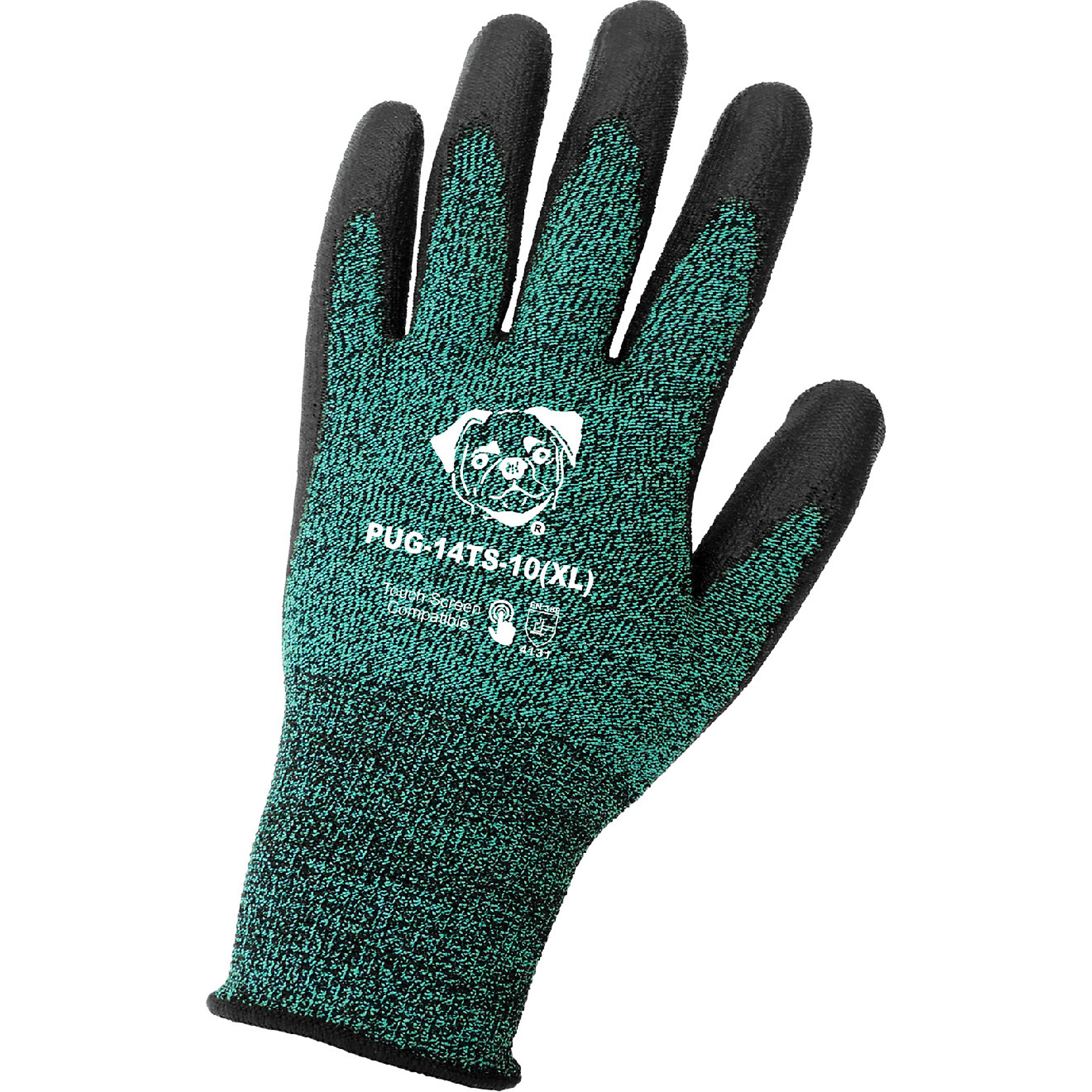 Global Glove PUG™, Green, Poly Coated, Cut Resis A1 Tch Scrn Gloves ...