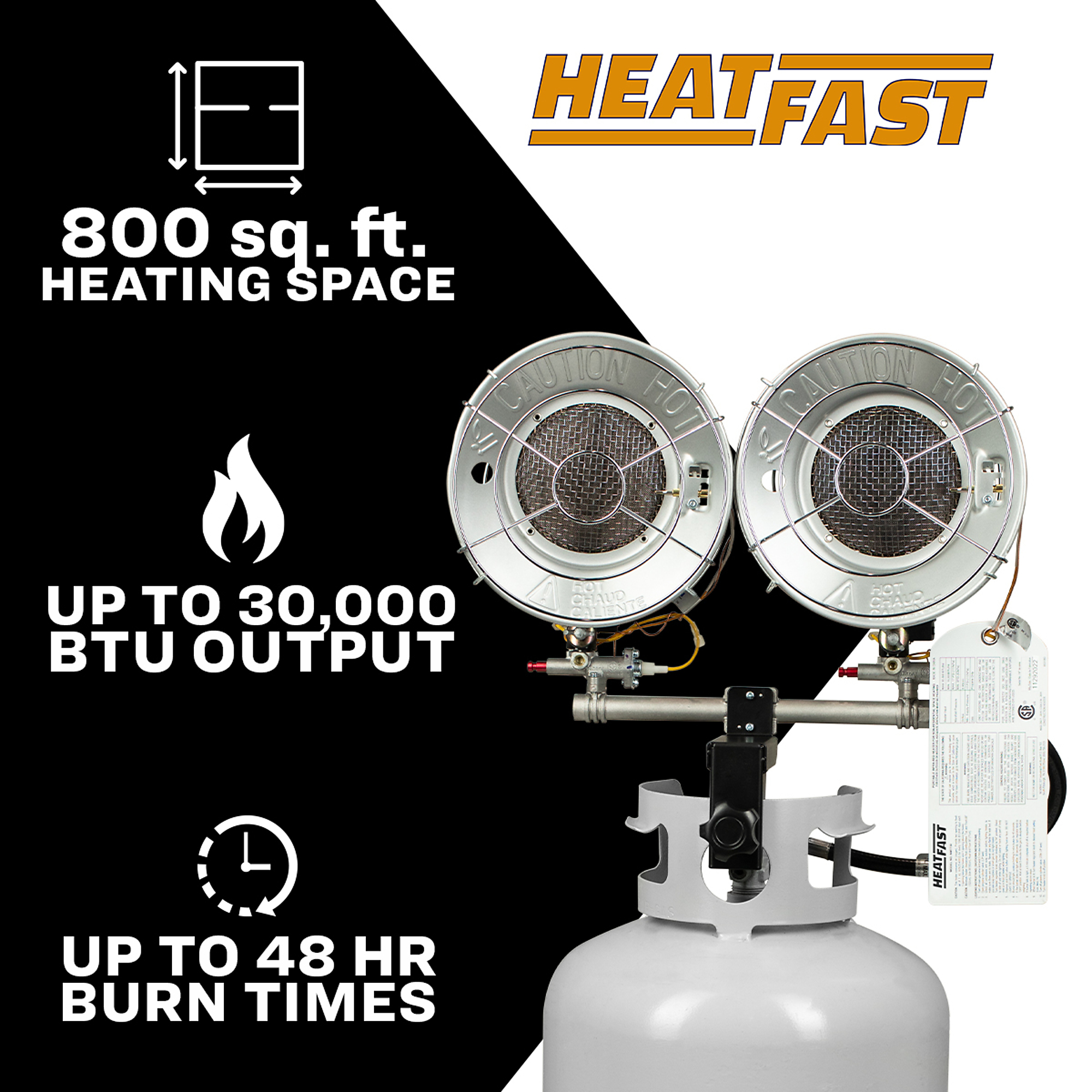 Heat Fast, 30000 BTU LP Gas Tank Top Heater, Heat Type Radiant, Heat ...
