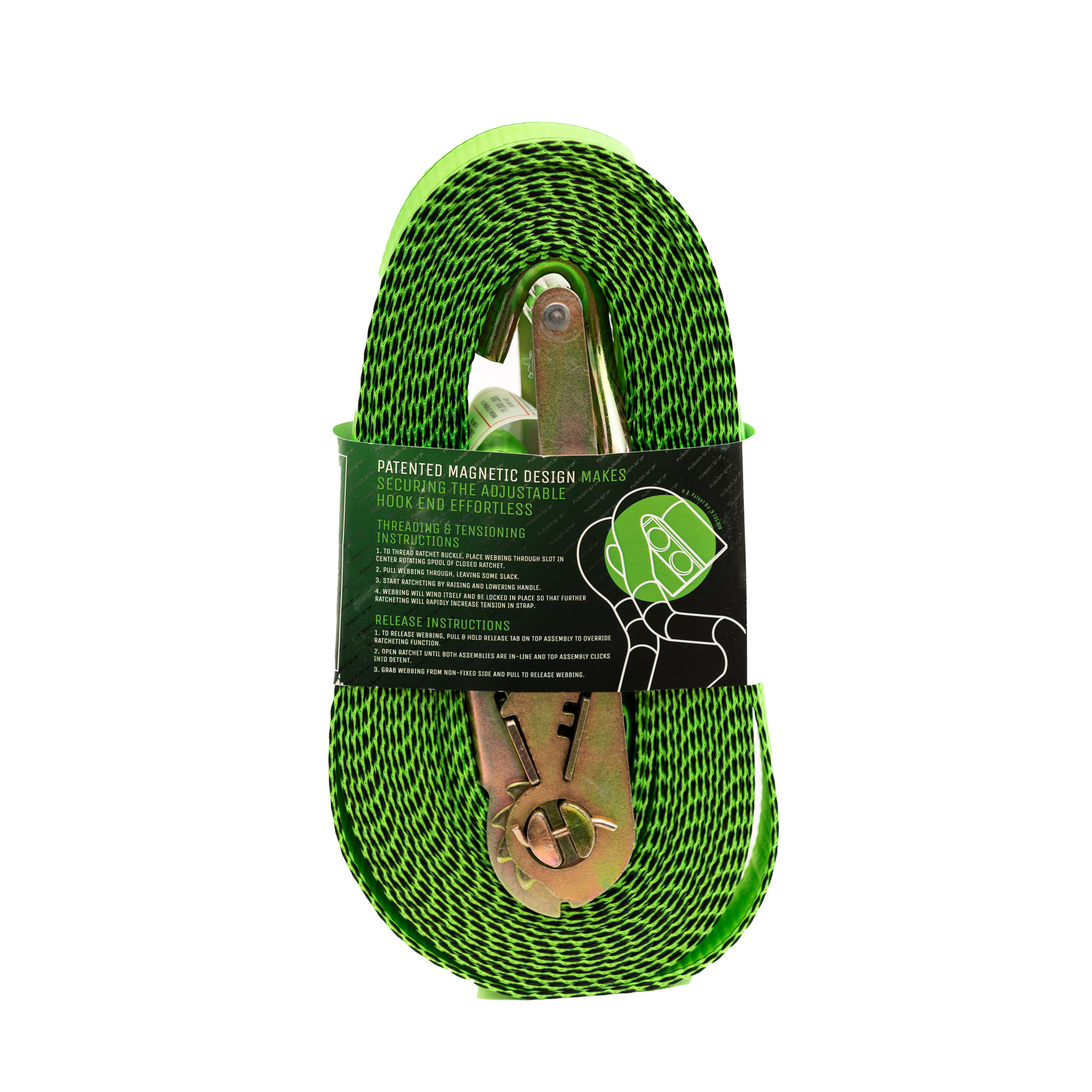 Fusion Grip, 2in.x35ft. Magnetic Wire Hook Rachet Tie-Down Strap ...