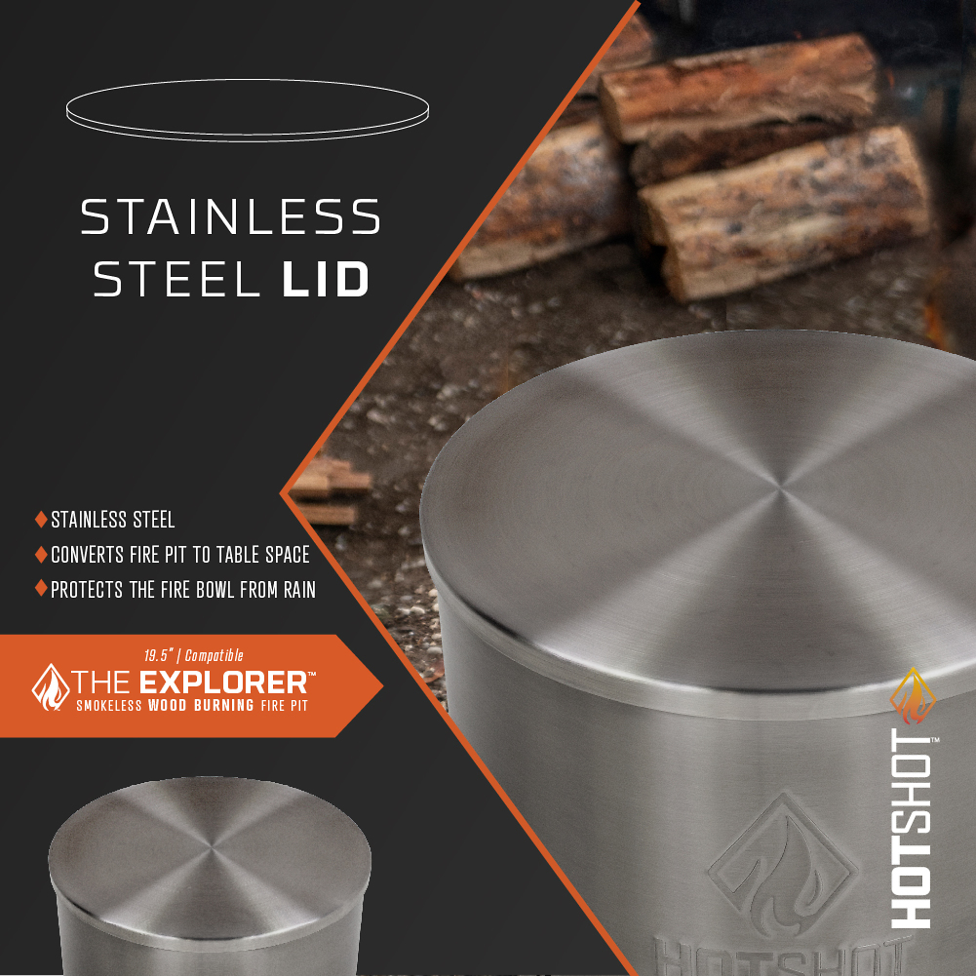 HotShot Fire Pits, 19.5in. Hotshot Explorer Lid, Fuel Type Wood ...