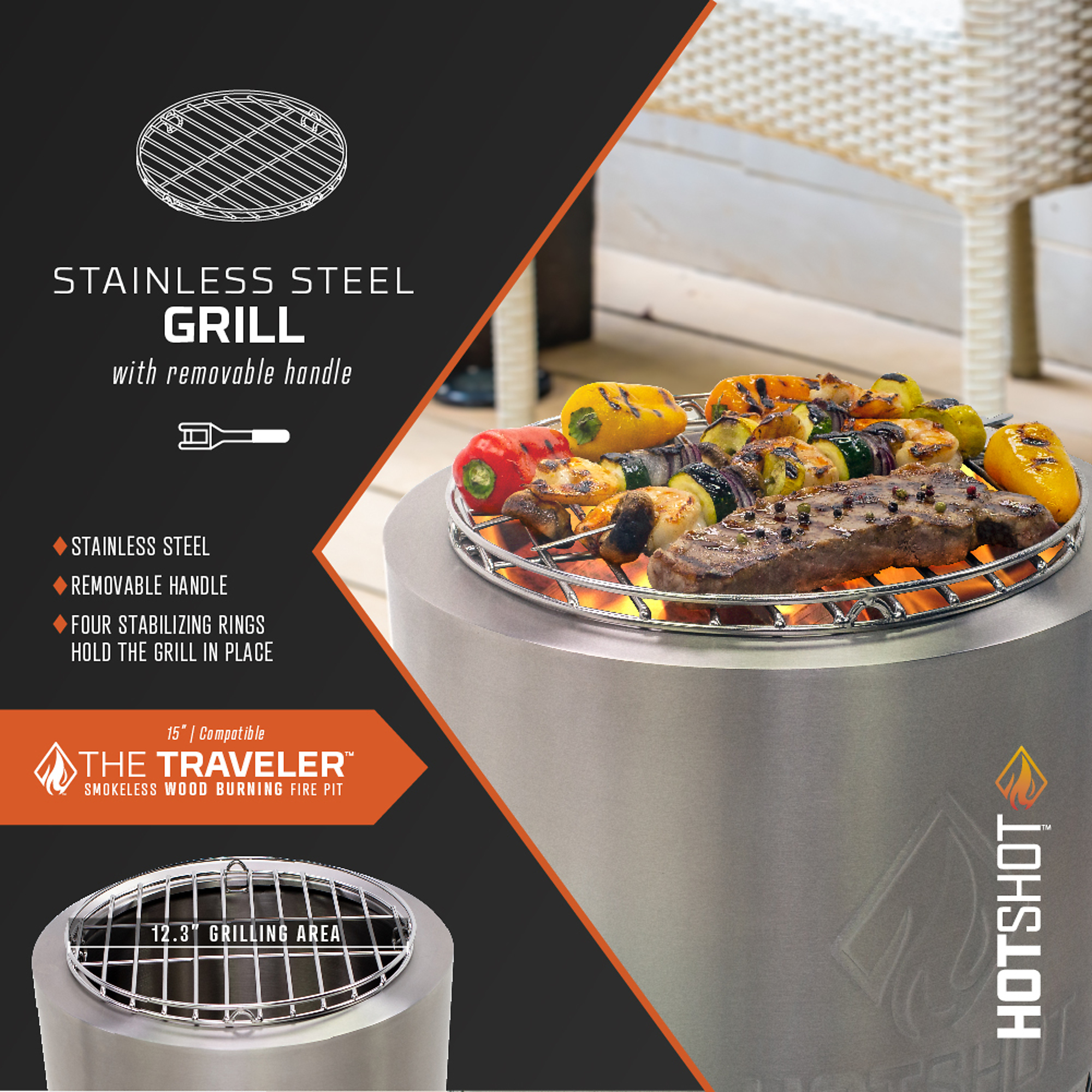 HotShot Fire Pits, 15in. Hotshot Traveler Grill, Fuel Type Wood ...