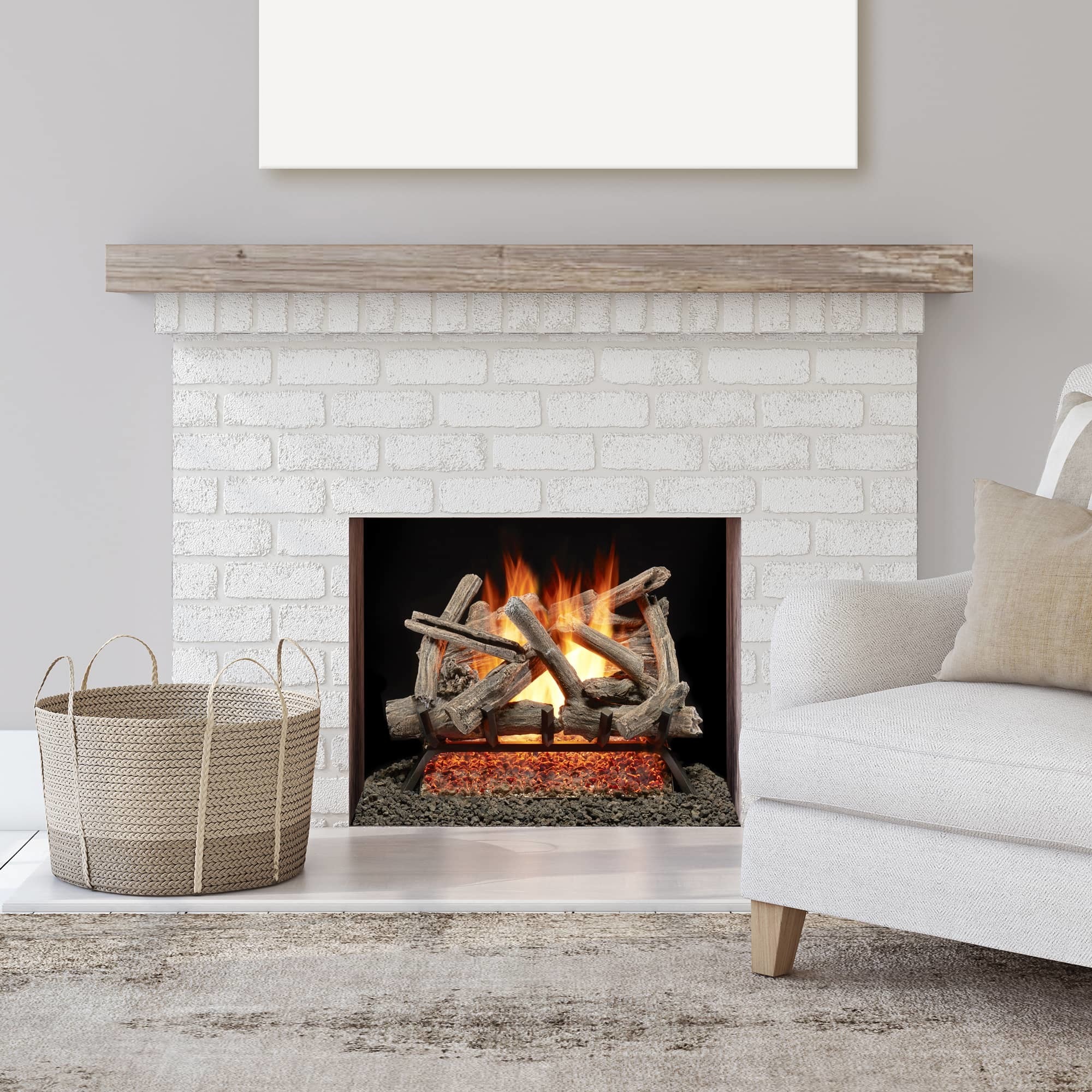 Bluegrass Living, Vented NG Gas Fireplace Log Set With Remote Contr ...