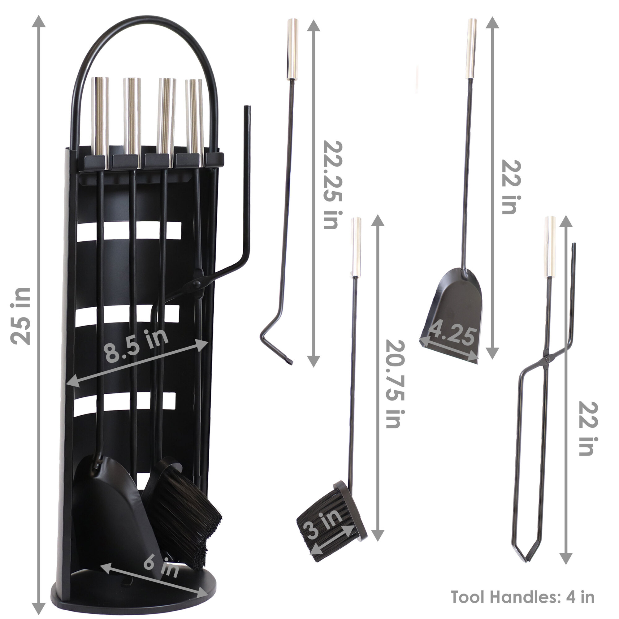 Sunnydaze Decor, 4-Piece Fireplace Tool Set with Shroud, Model# GWC-123 ...