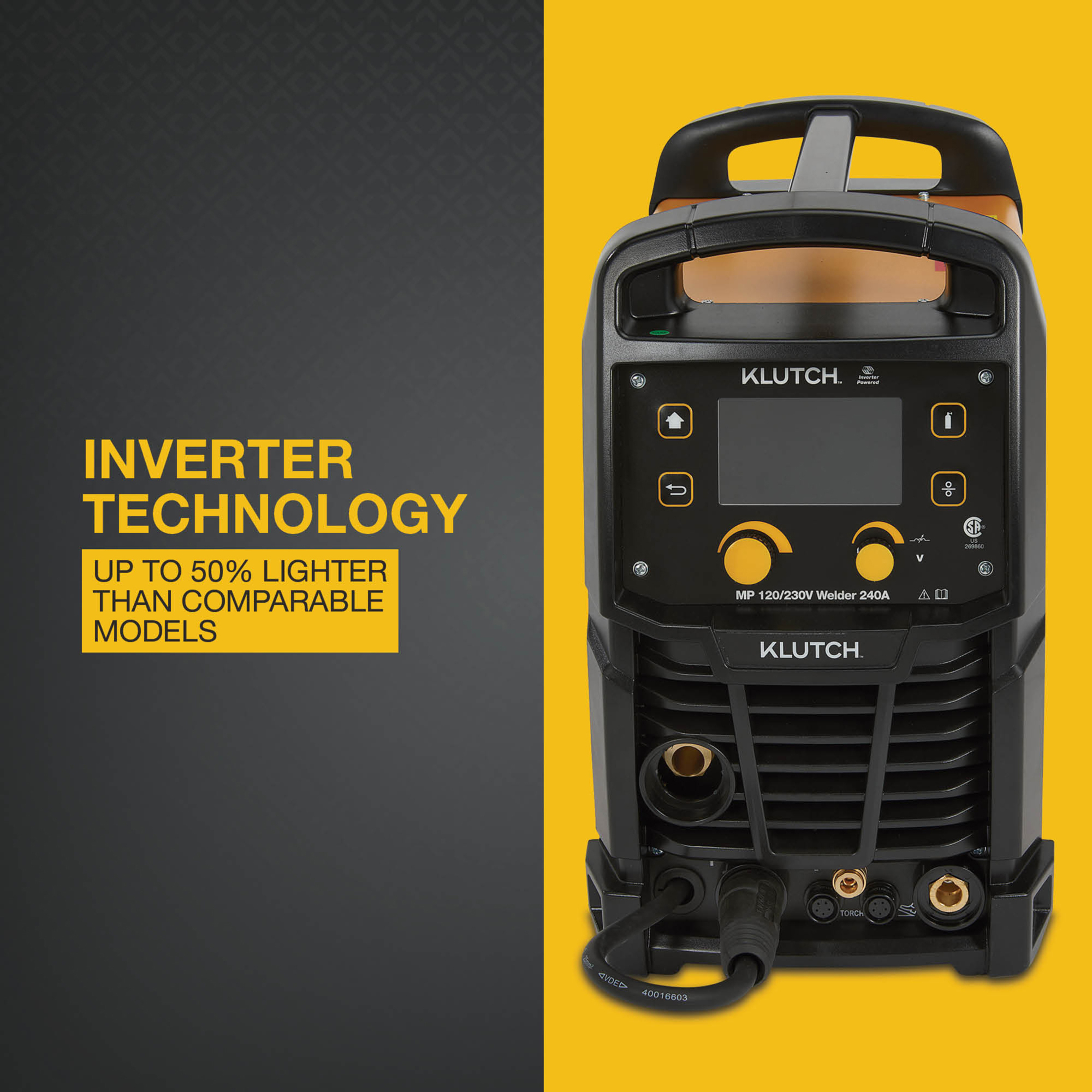 Klutch Dual-Voltage 240 Amp MIG/Flux-Core/TIG/Stick Multi-Process 4-in-1 Welder with Inverter ...