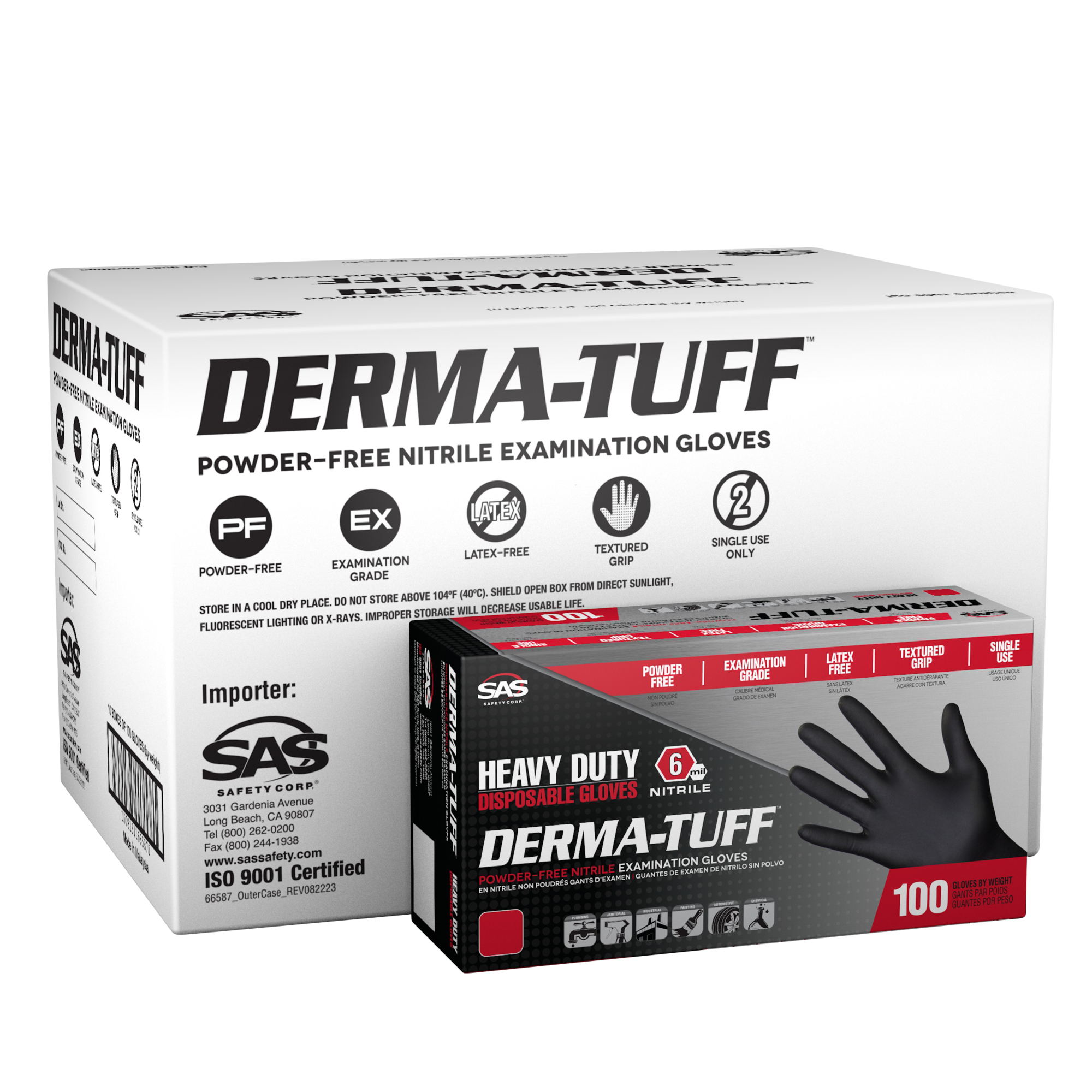 Derma-Tuff, Case of Derma-Tuff PF Exam Nitrile 6mil 1000 Glove, Size ...