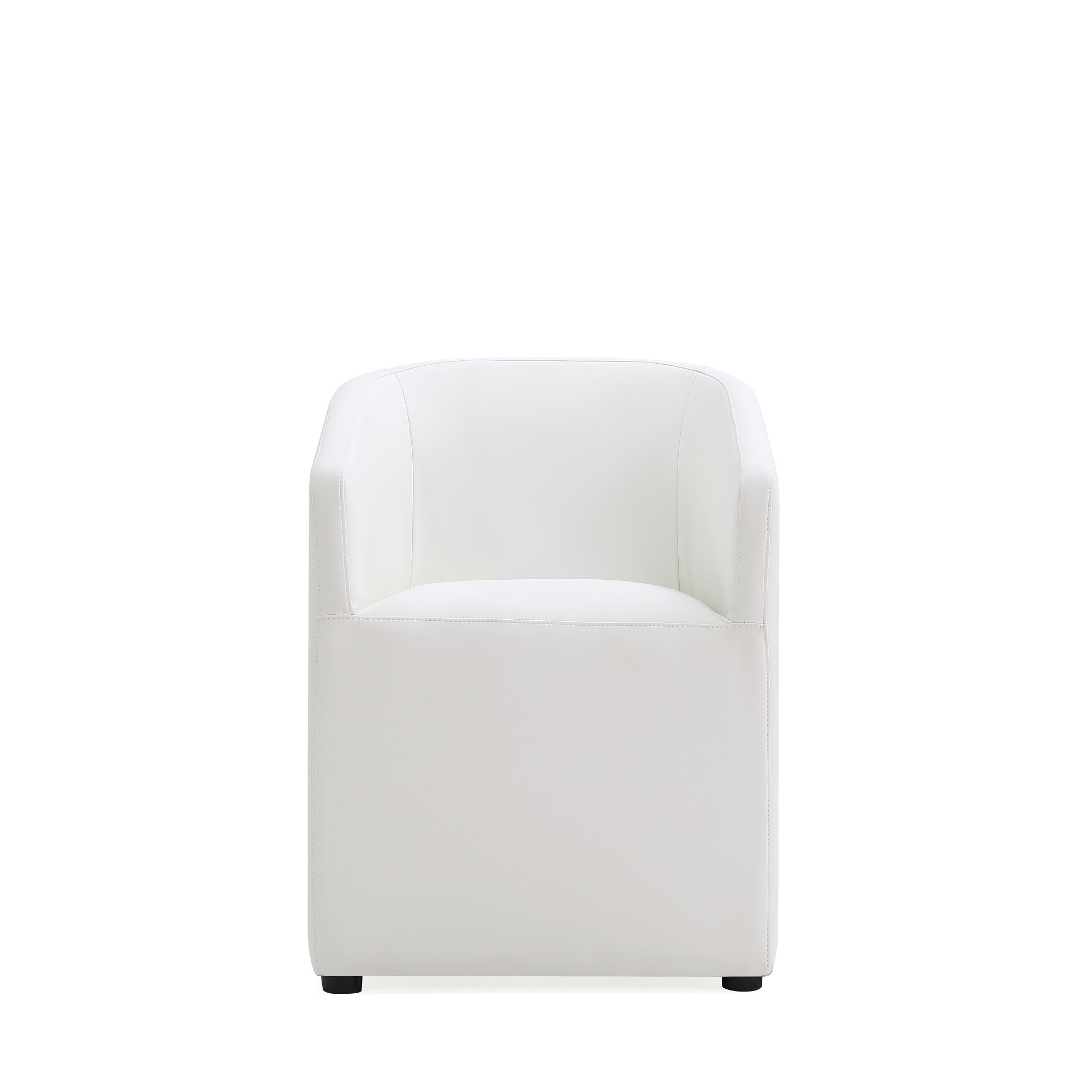 Manhattan Comfort, Anna Modern Round Faux Leather Armchair in Cream ...