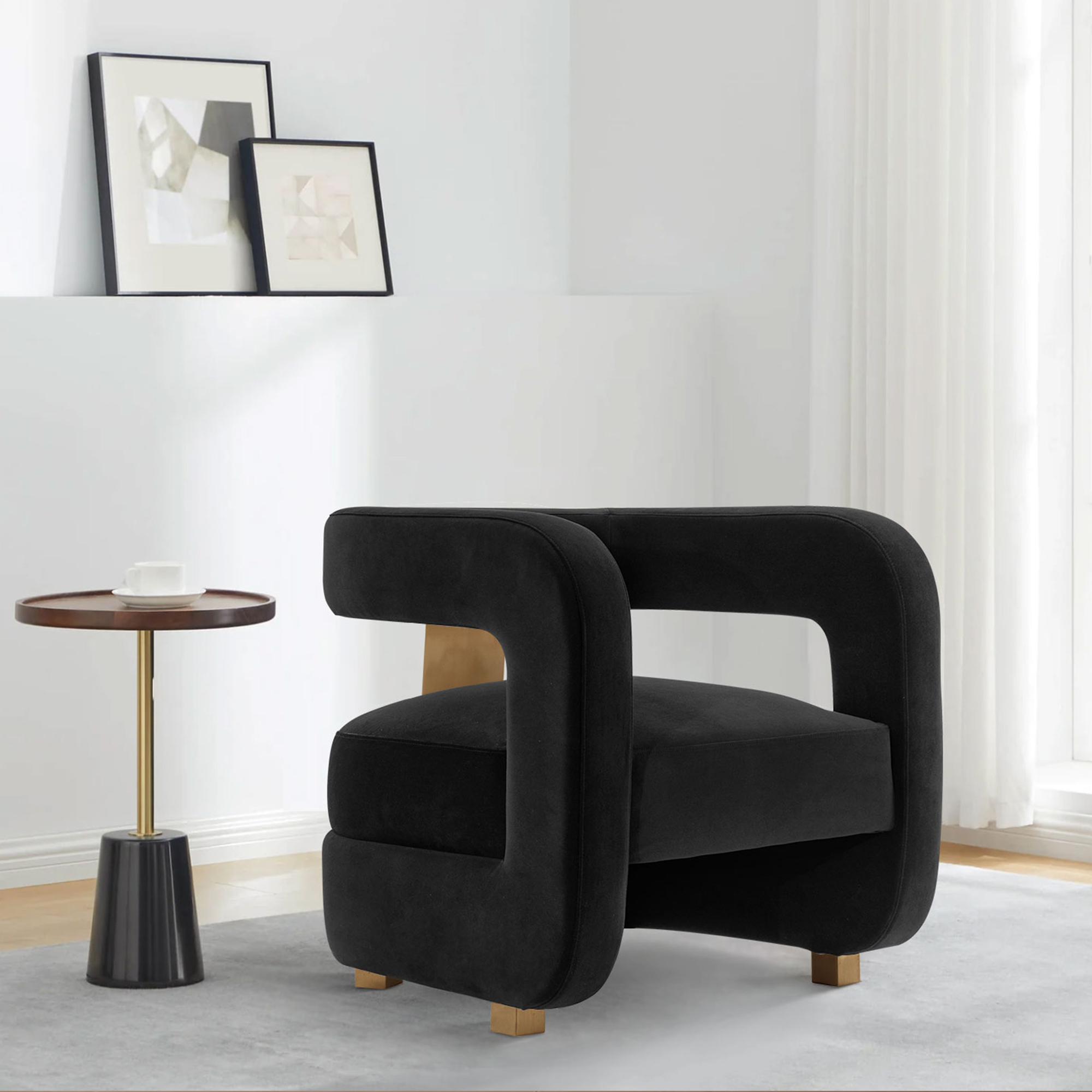 Manhattan Comfort, Modern Amirah Velvet Accent Chair in Black, Primary ...