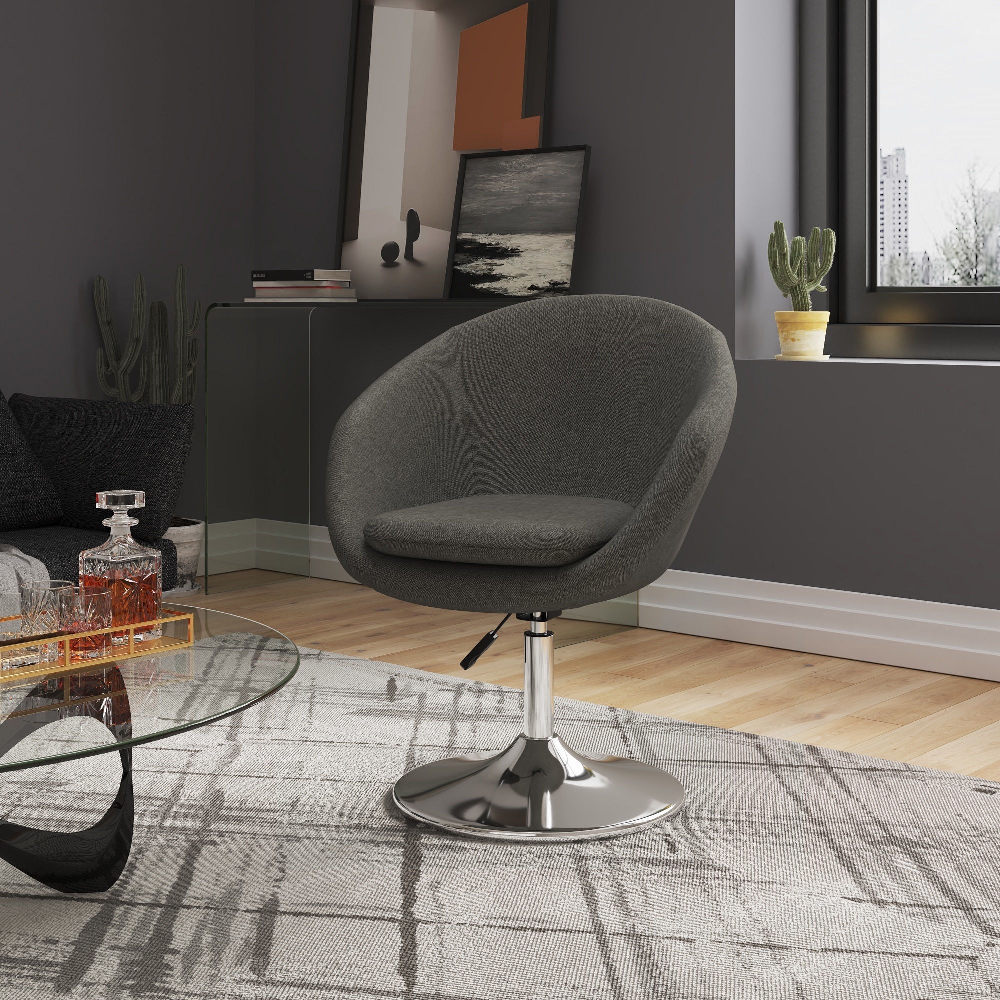 Manhattan Comfort, Hopper Grey Twill Adjustable Height Chair, Primary ...