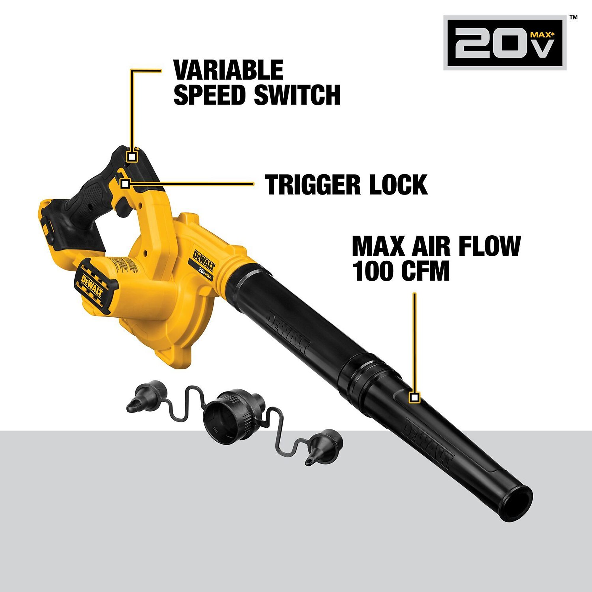 DEWALT, 20V MAX* Compact Jobsite Blower Kit, Blower Type Handheld ...