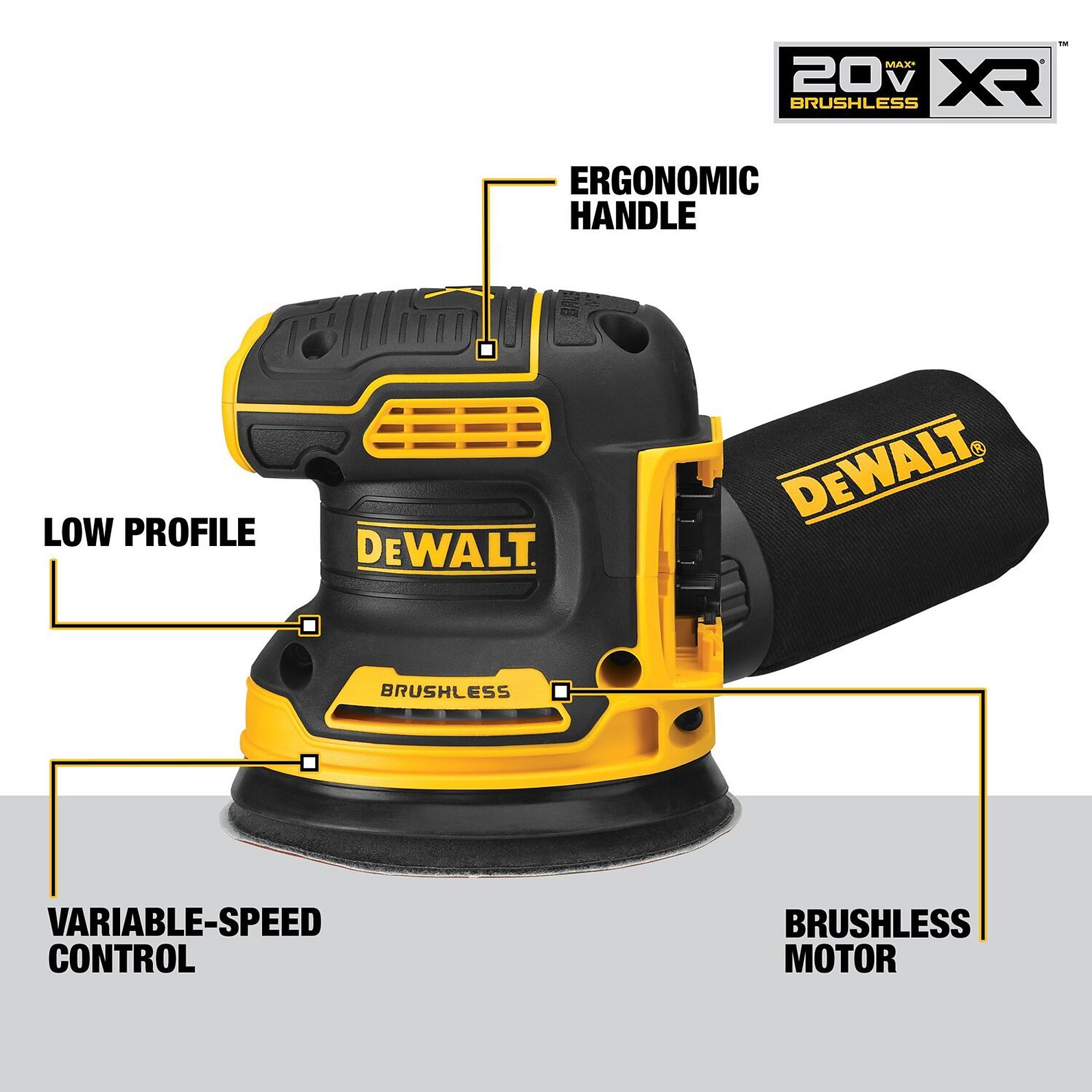 DEWALT, 20V MAX* Cordless Random Orbit Sander (Tool Only), Max. Speed ...