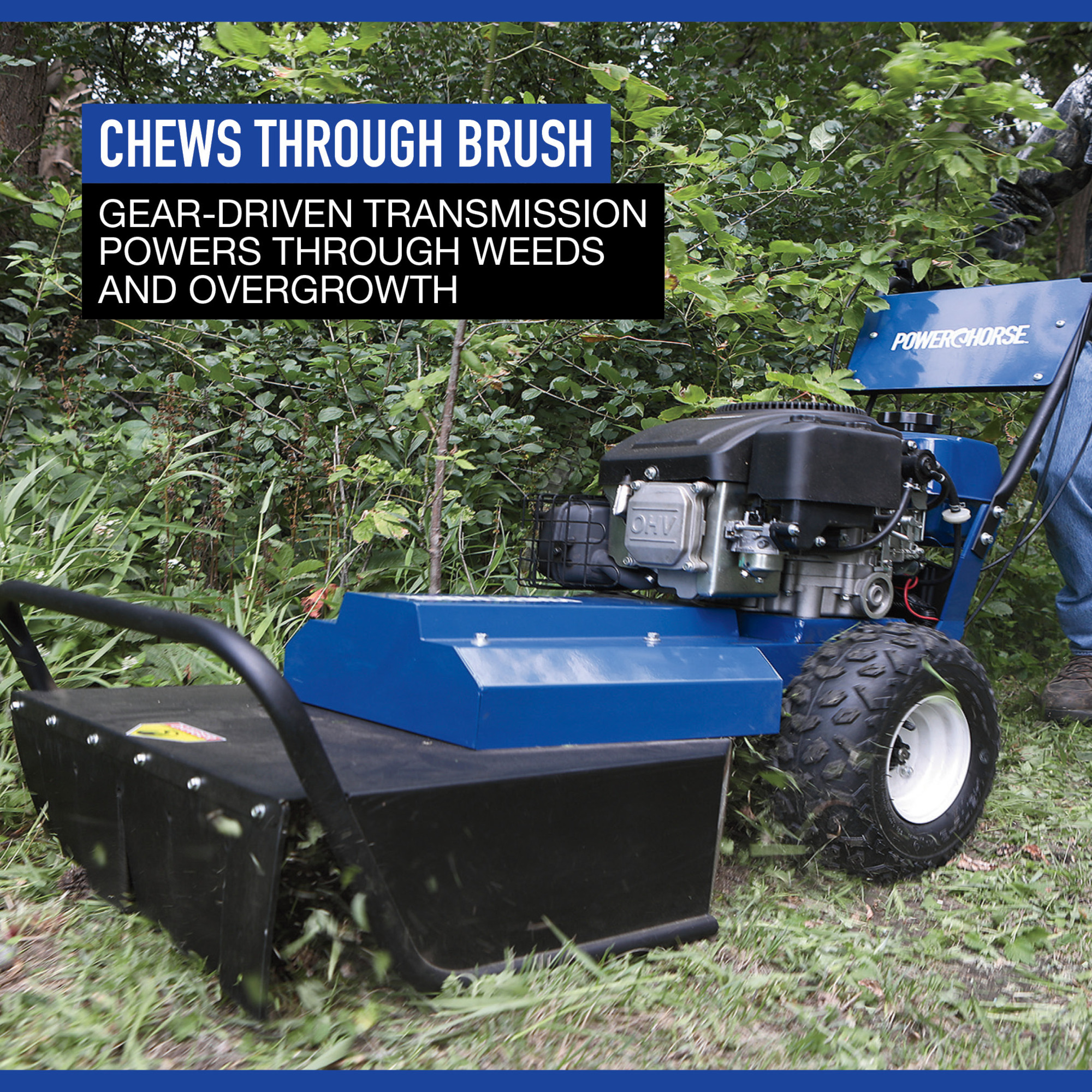 Powerhorse Walk-Behind Brush Mower, 14 HP, 452cc Engine with Electric ...