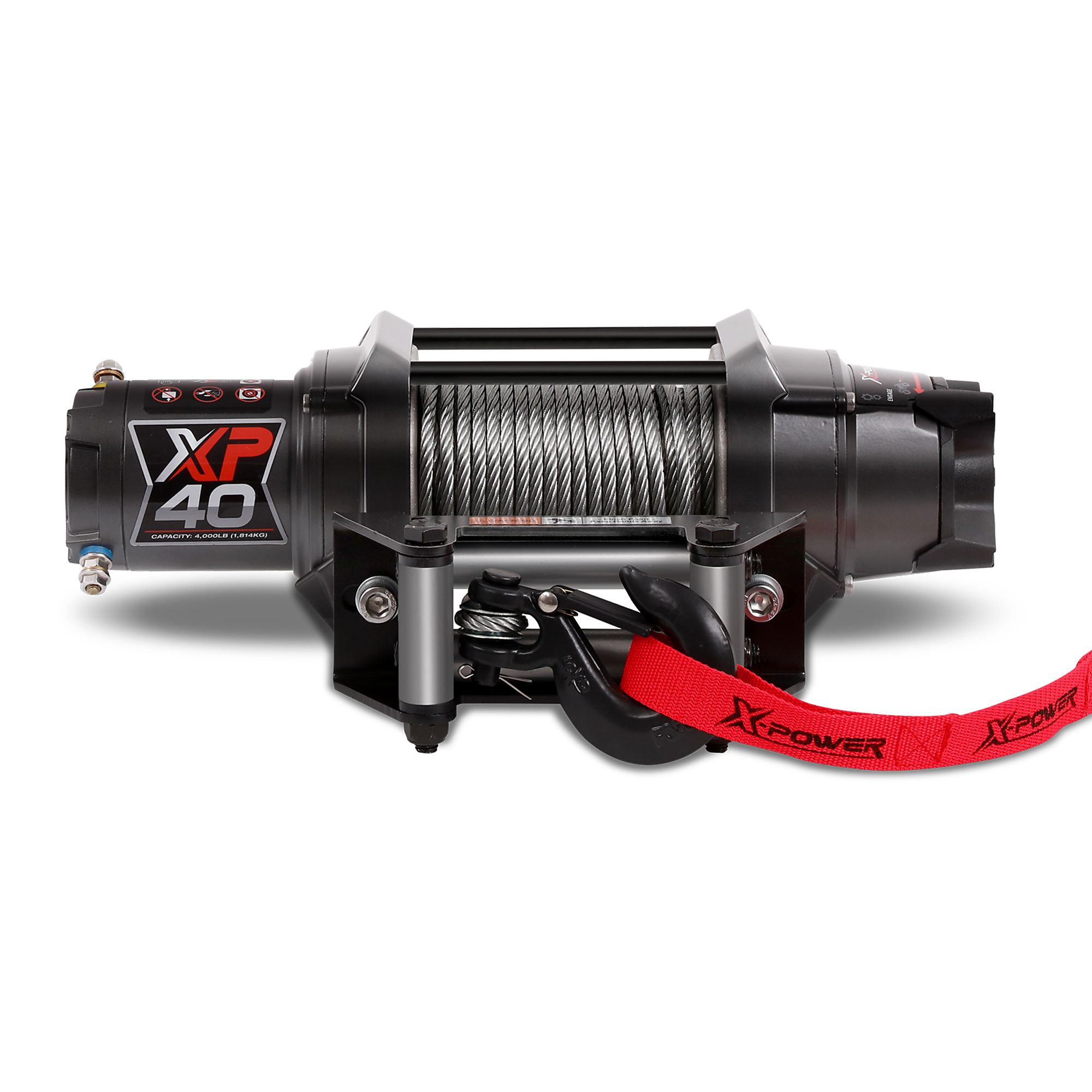 XPower UTV Winch - 4000 Lb. Capacity, Steel Rope, Roller Fairlead ...