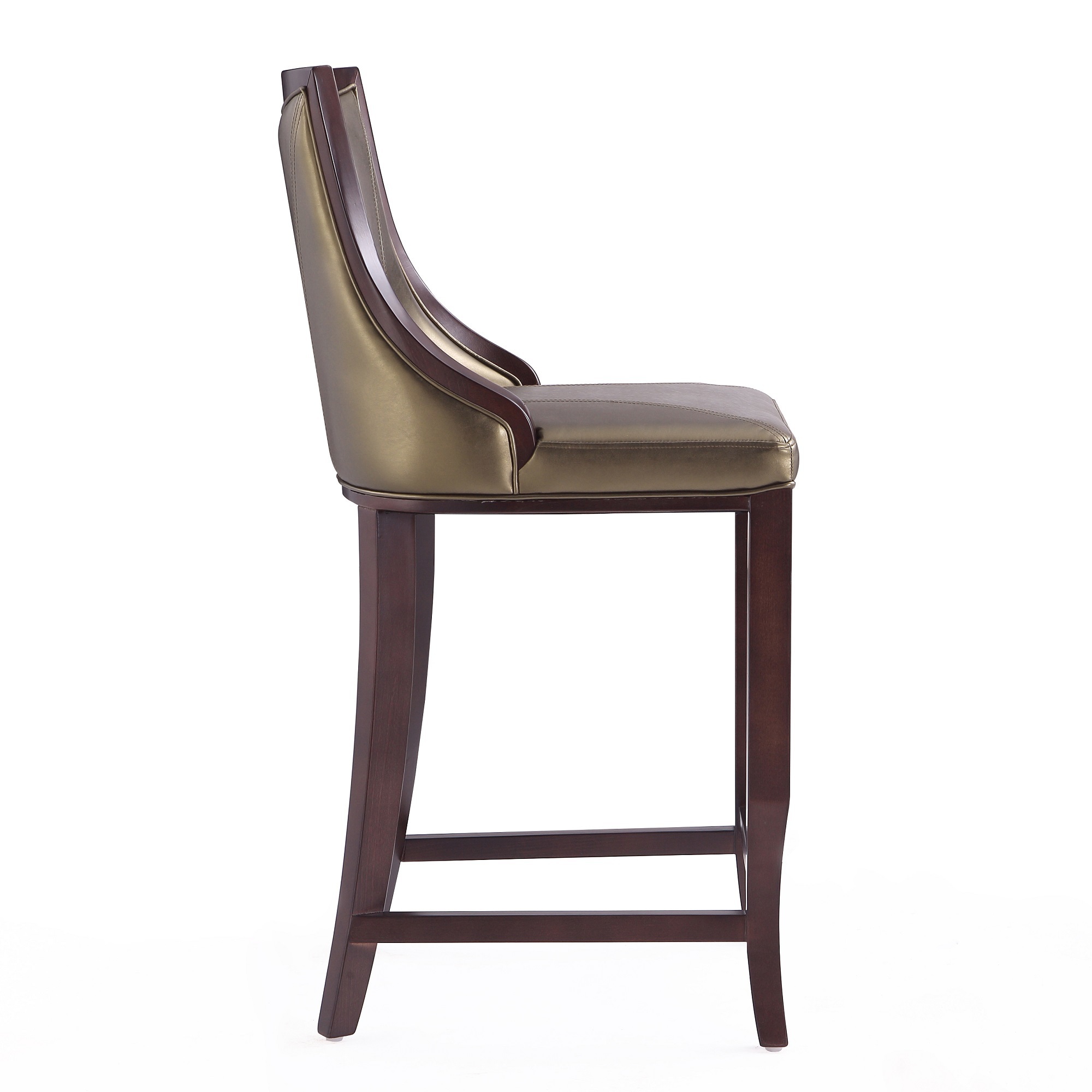 Manhattan Comfort, Emperor 41in. Bronze and Walnut Beech Wood Stool ...
