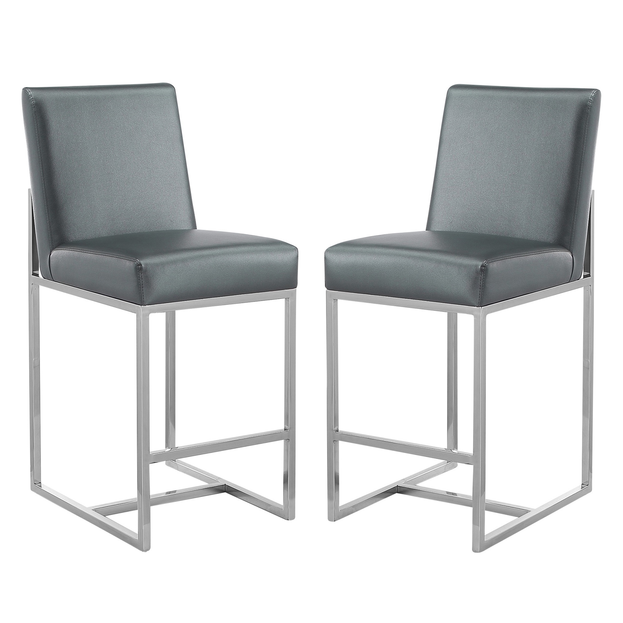 Manhattan Comfort, Element 37.2in. Graphite Steel Stool Set of 2 ...