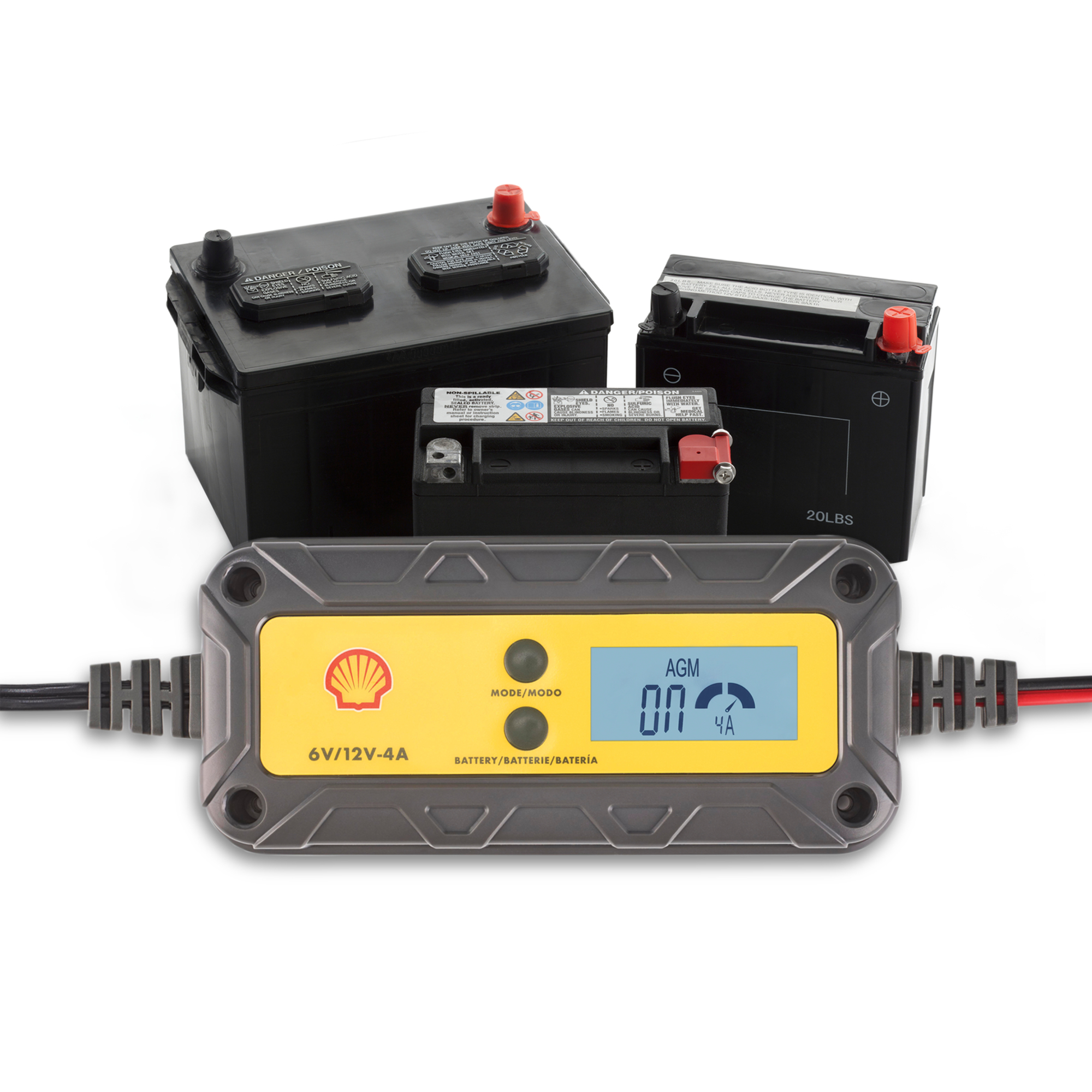 Shell Battery Charger and Maintainer - 12V, Multi-Stage Charging, LCD ...