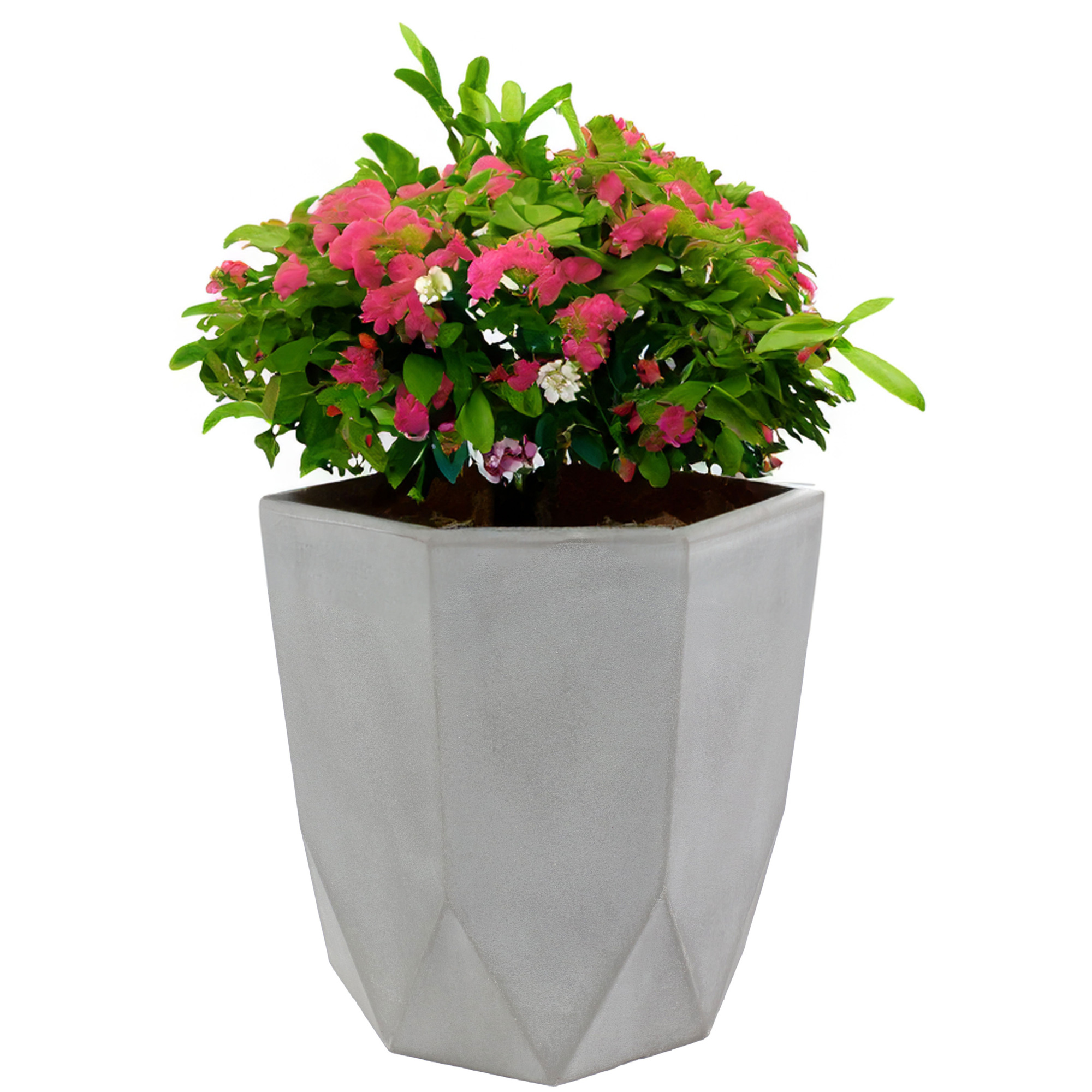 Sunnydaze Decor, Modern Faceted Planter 14.25in. Light Gray, Material ...